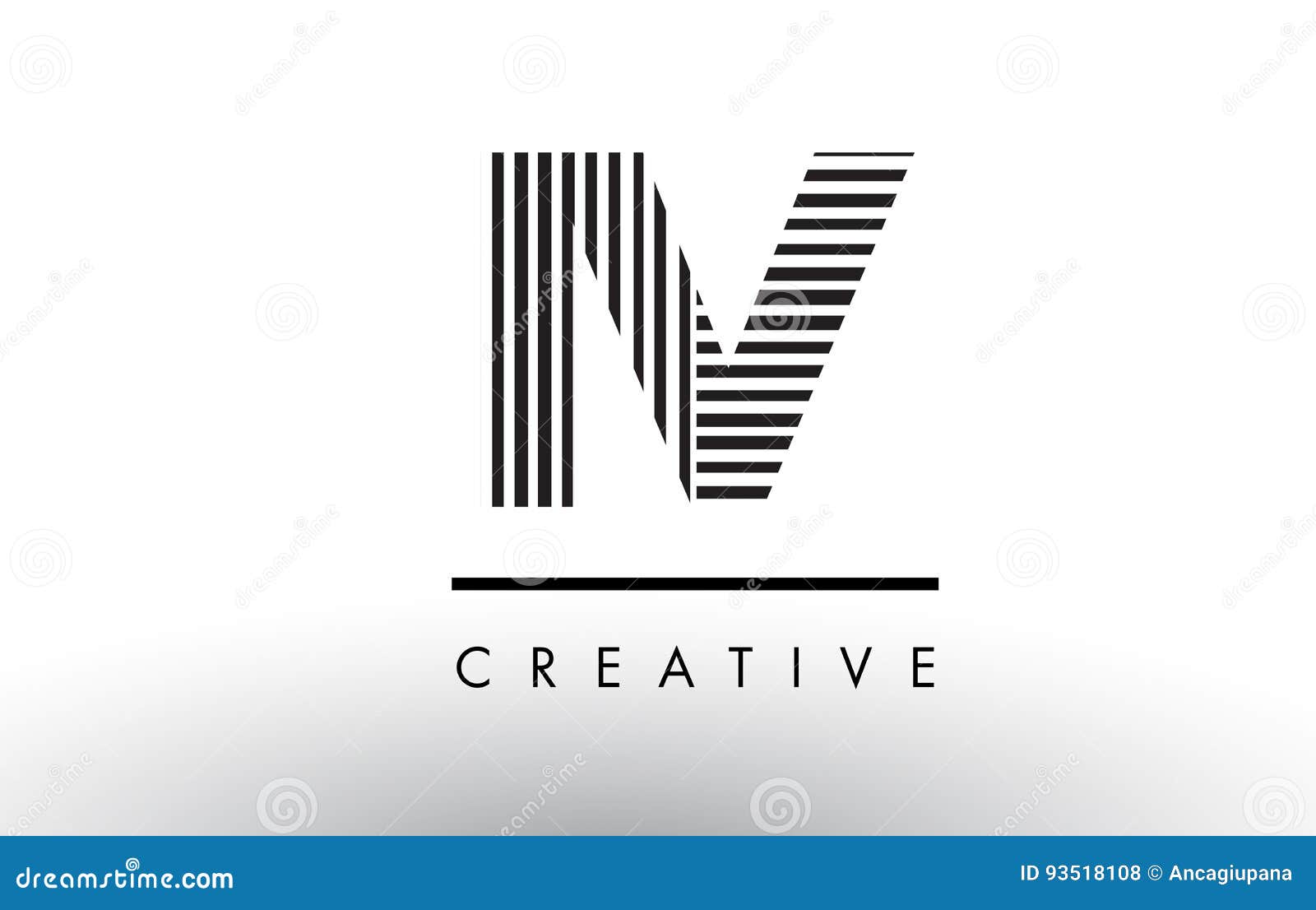 IV I V Black and White Lines Letter Logo Design. Stock Vector ...