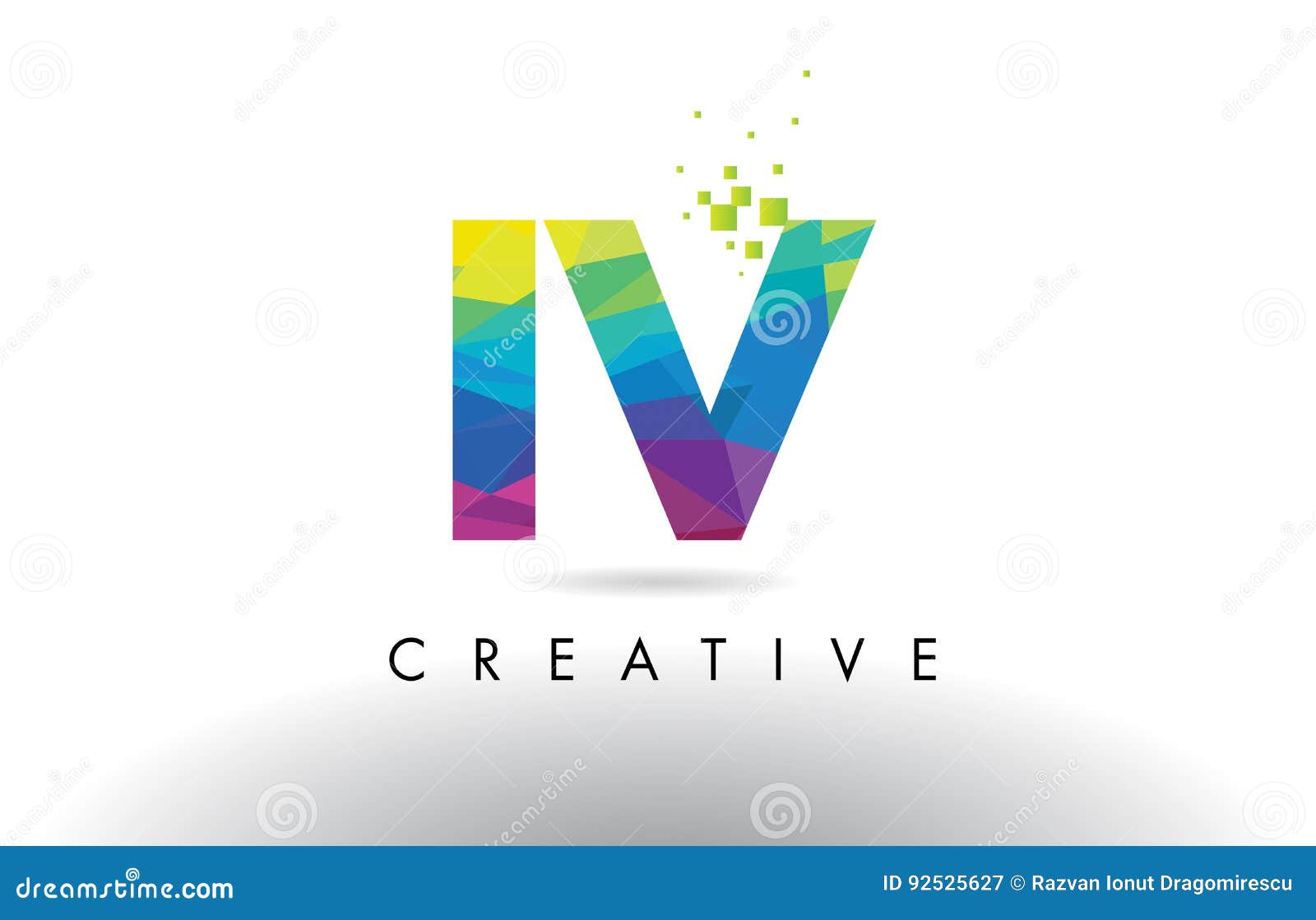 Iv I V Colorful Letter Origami Triangles Design Vector Stock Vector Illustration Of Text