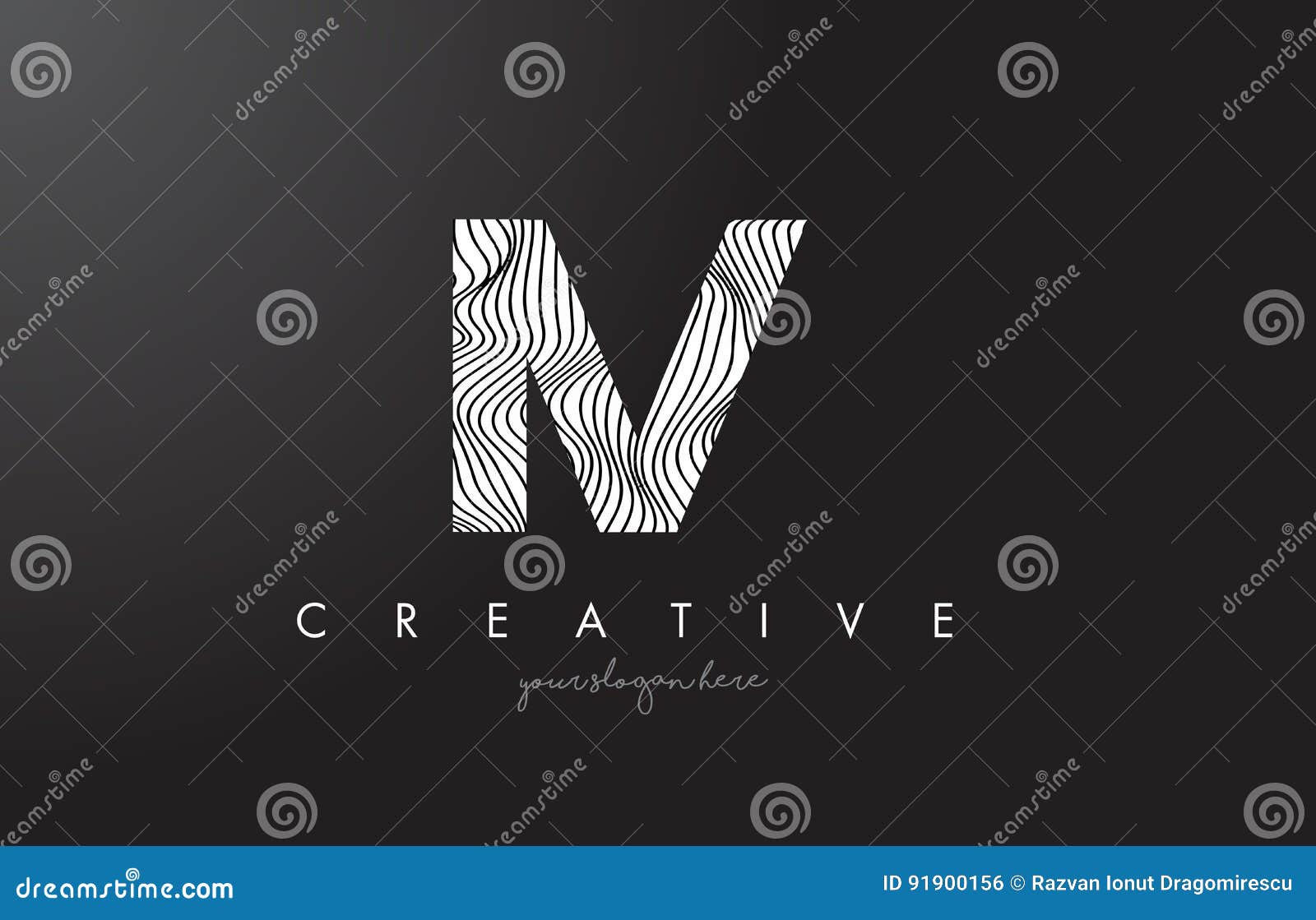 IV I V Letter Logo with Zebra Lines Texture Design Vector. Stock Vector ...