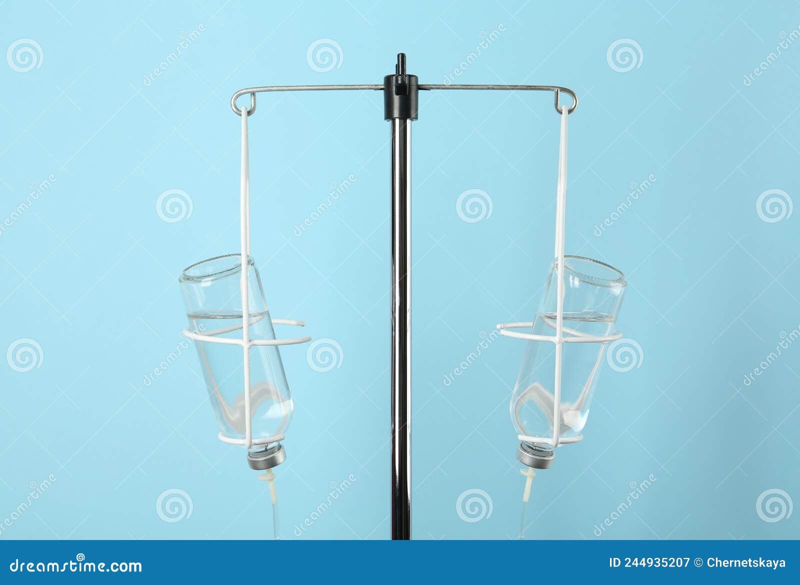 IV Infusion Set on Light Blue Background Stock Image - Image of illness ...