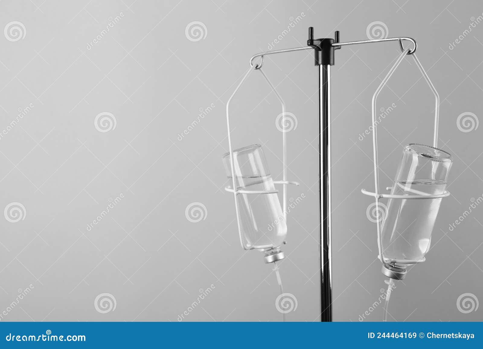 IV Infusion Set on Light Grey Background. Space for Text Stock Image ...