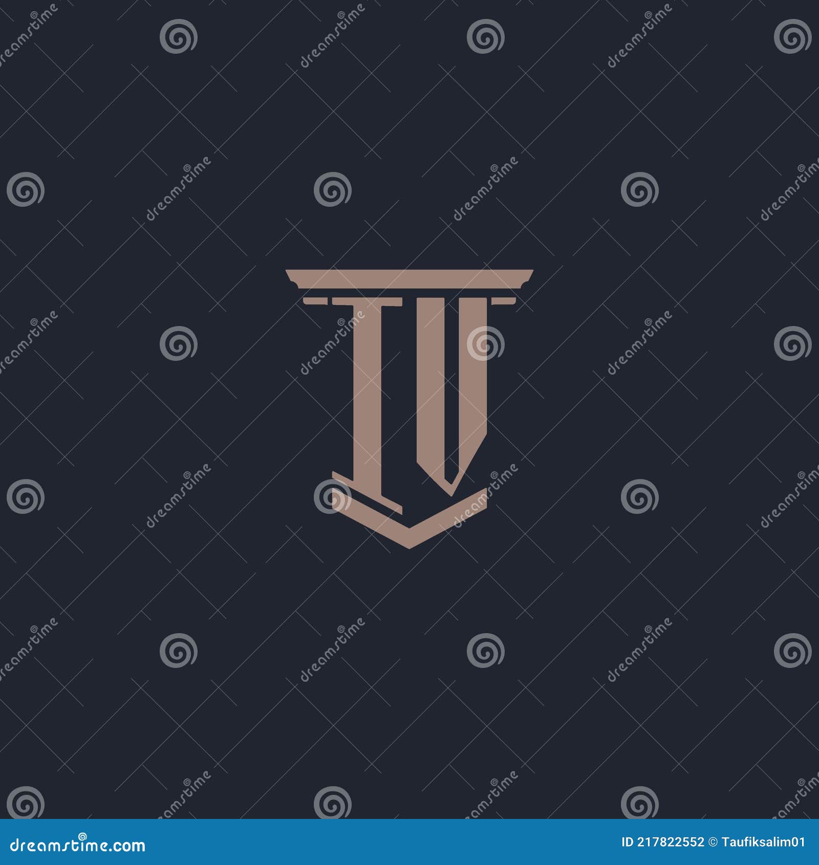 IV Initial Monogram Logo with Pillar Style Design Stock Vector ...