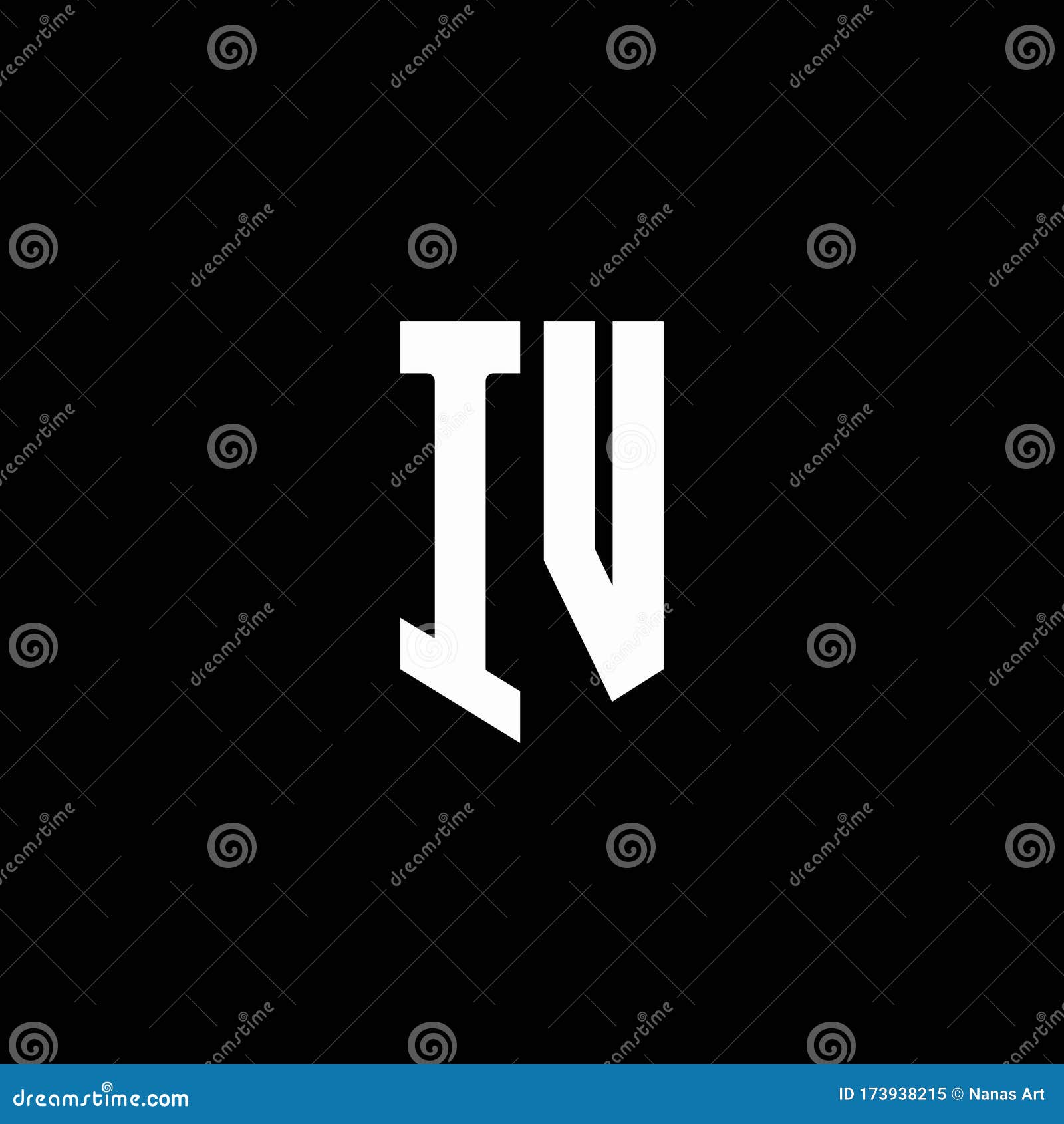 IV Logo Monogram with Emblem Style Isolated on Black Background Stock ...