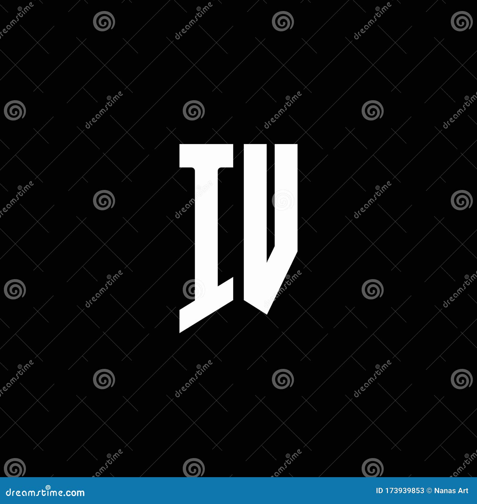 IV Logo Monogram with Emblem Style Isolated on Black Background Stock ...