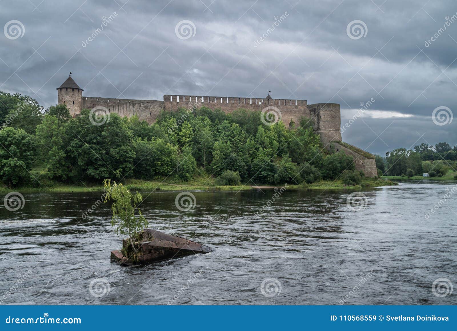 Medieval Fortification on the River Stock Image - Image of historical ...