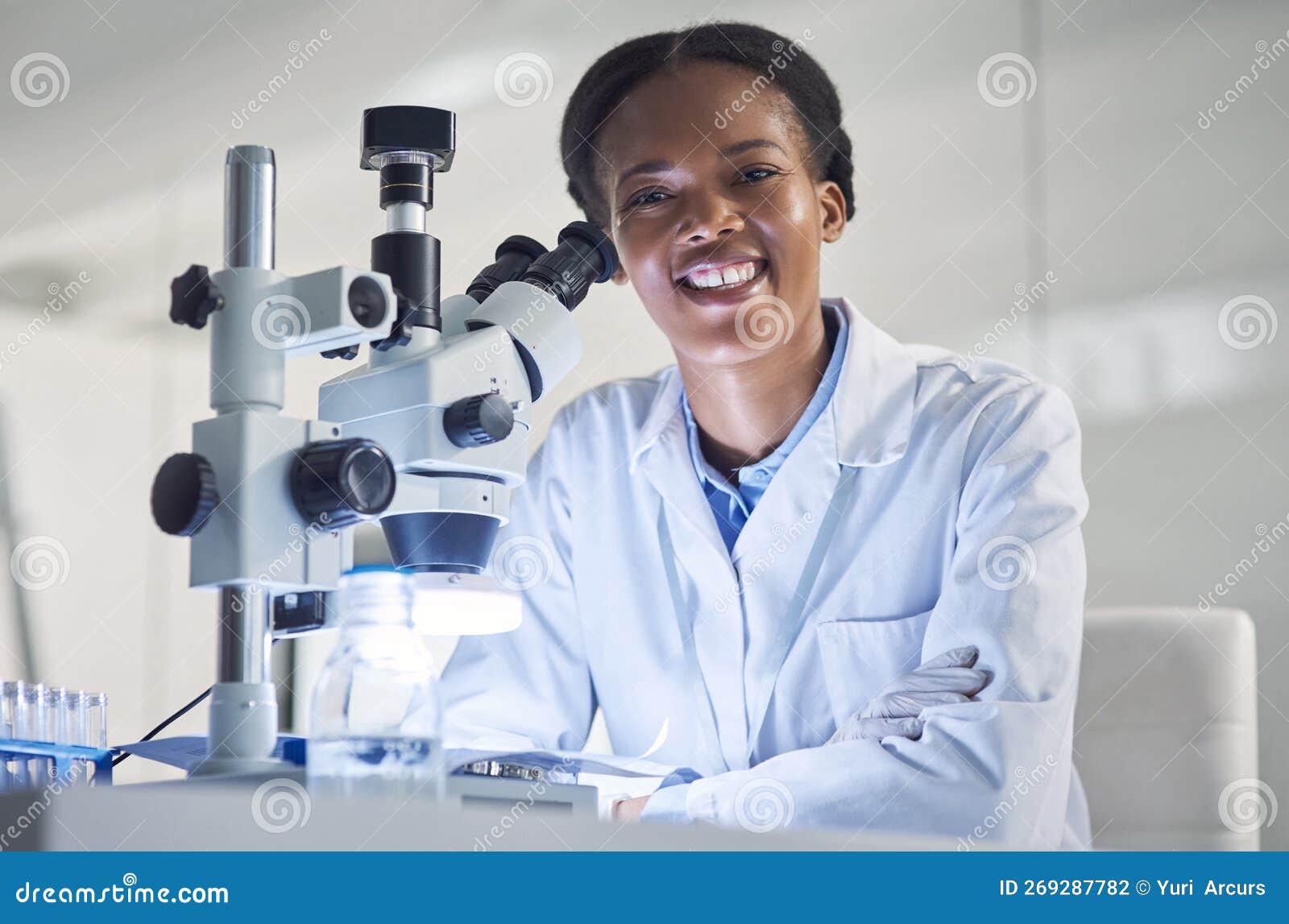 Ive Got My Eyes Wide Open. Portrait of a Young Scientist Using a ...