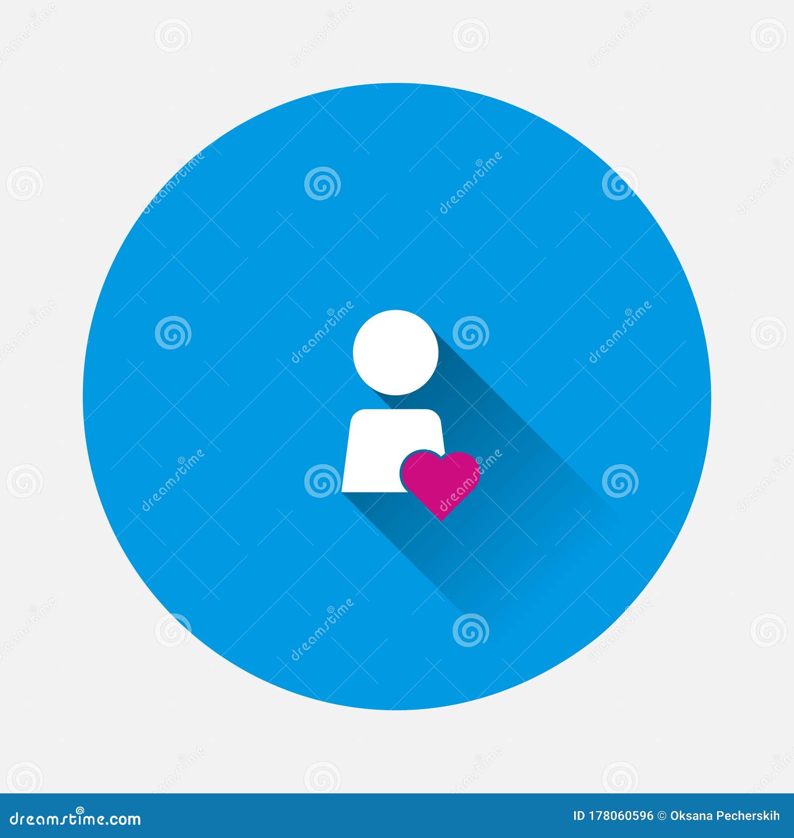 IVector User and Heart Con on Blue Background. Flat Image with Long ...