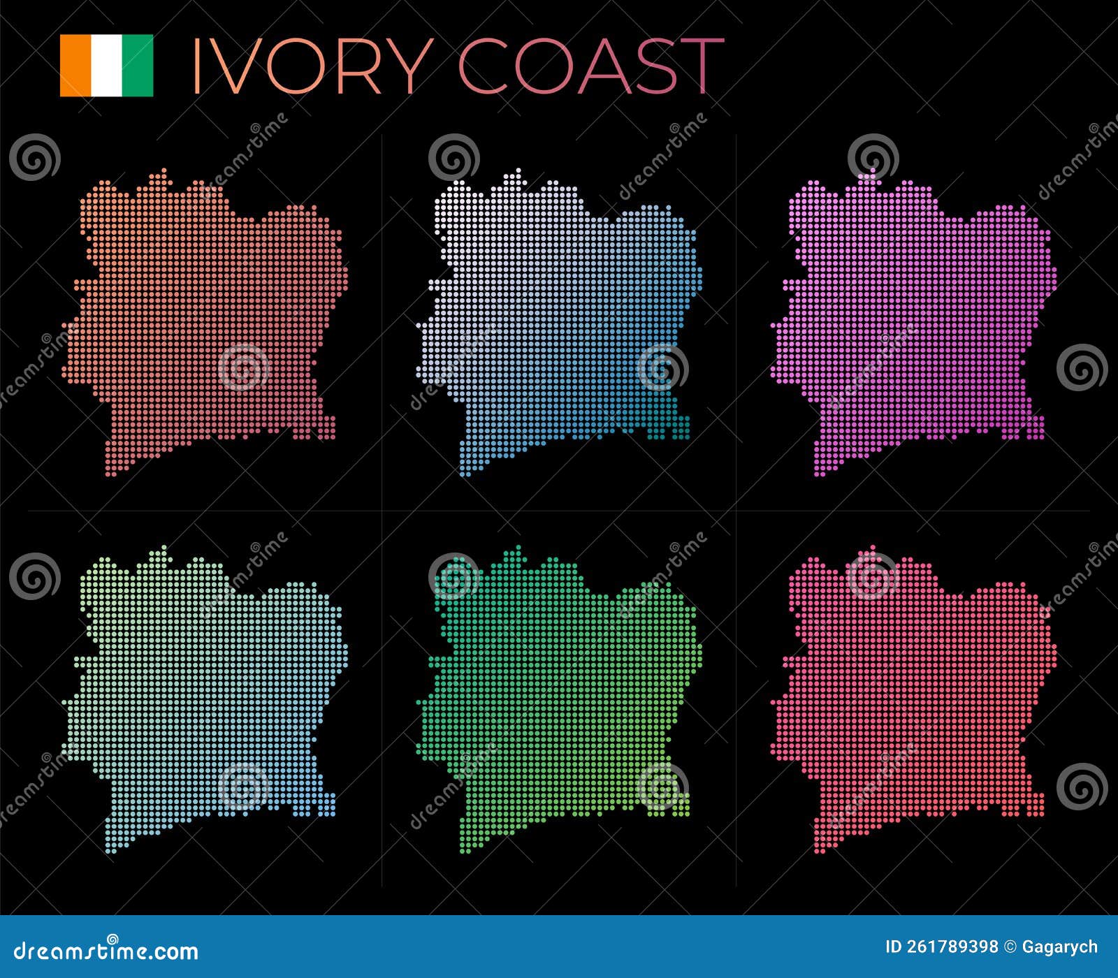 Ivory Coast Dotted Map Set. Stock Vector - Illustration of business ...