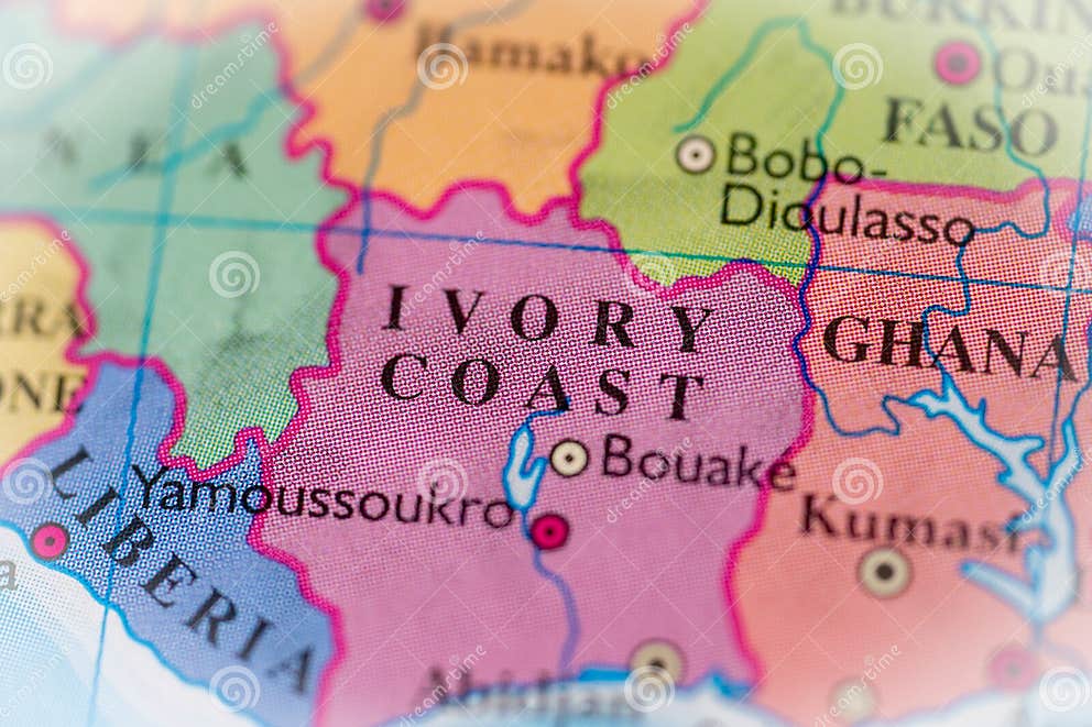 Ivory Coast Highlighted on a World Map Stock Image - Image of ...