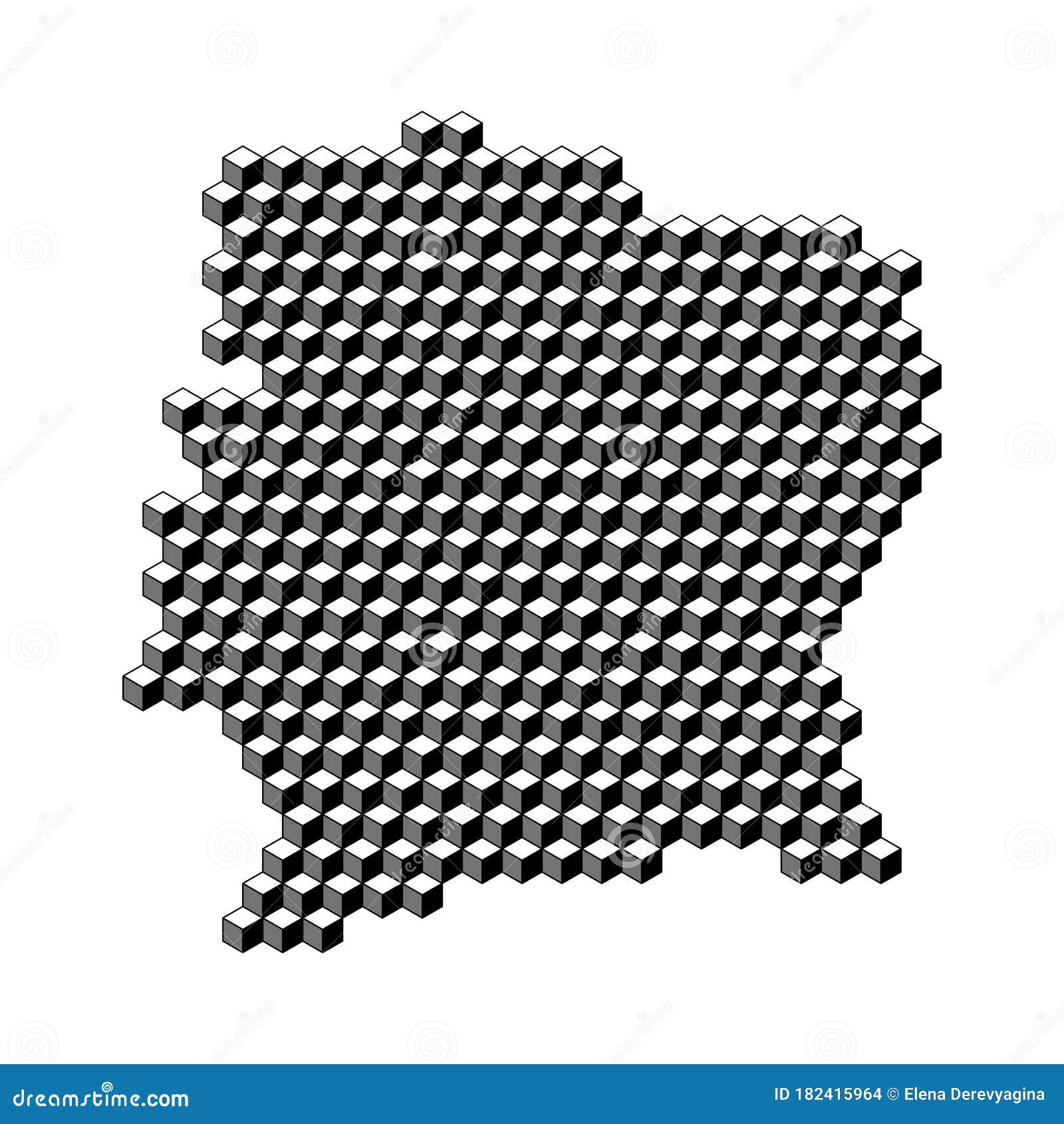 Ivory Coast Map from 3D Black Cubes Isometric Abstract Concept, Square ...