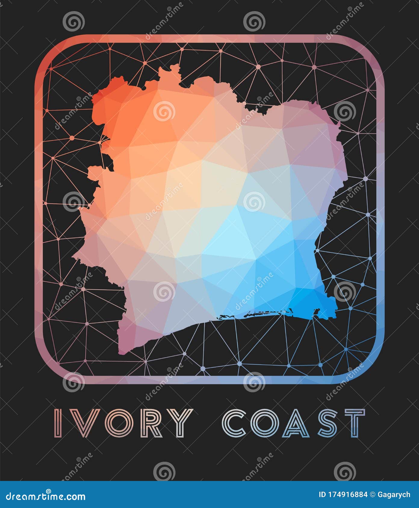 Ivory Coast map design. stock vector. Illustration of isolated - 174916884