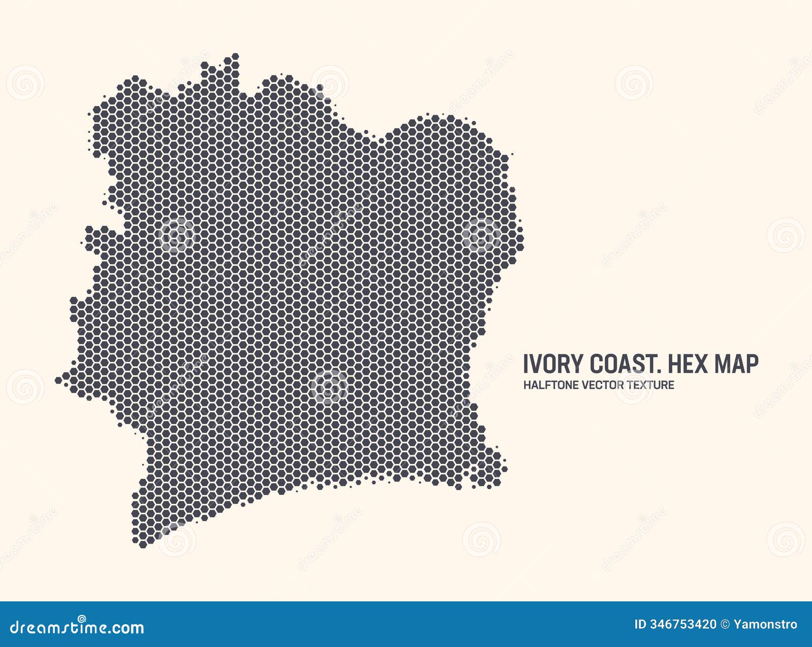 Ivory Coast Map Vector Hexagonal Half Tone Pattern Isolated on Light ...