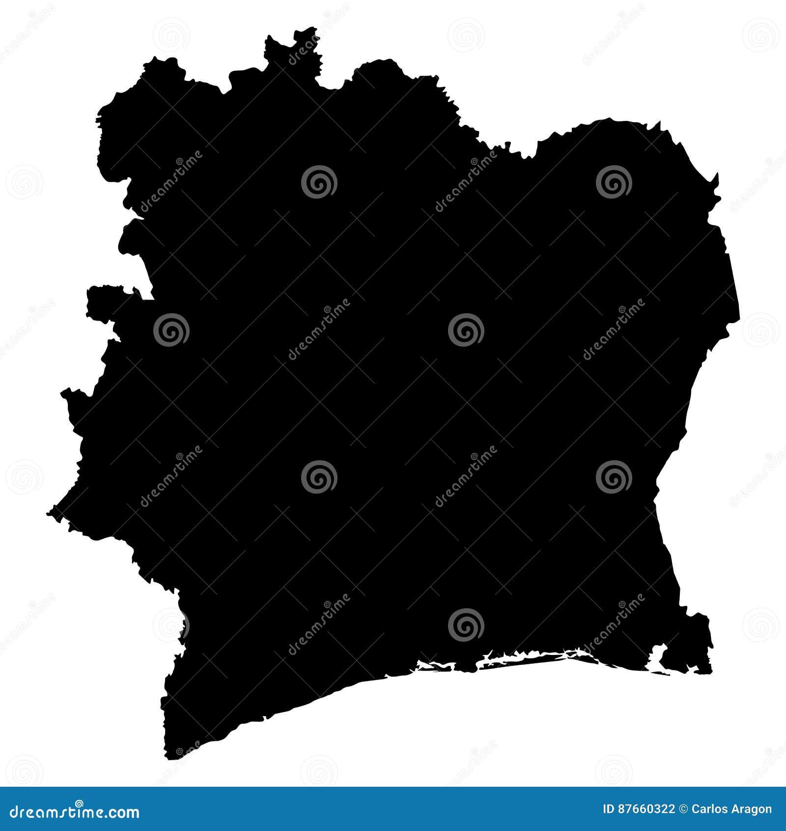 Ivory Coast Map on White Background Stock Illustration - Illustration ...