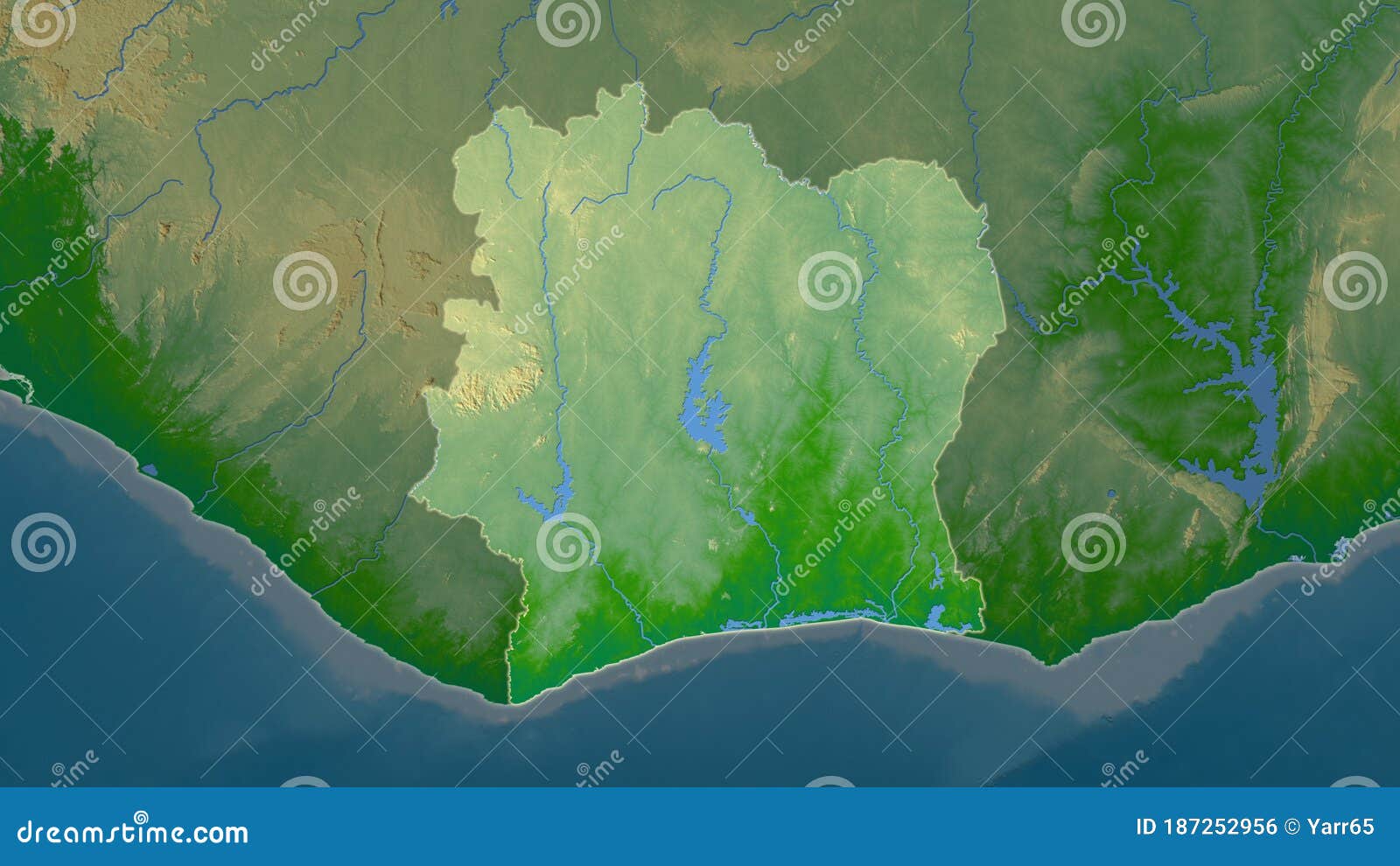 Ivory Coast - Physical. Composition Stock Illustration - Illustration of yamoussoukro, coast ...