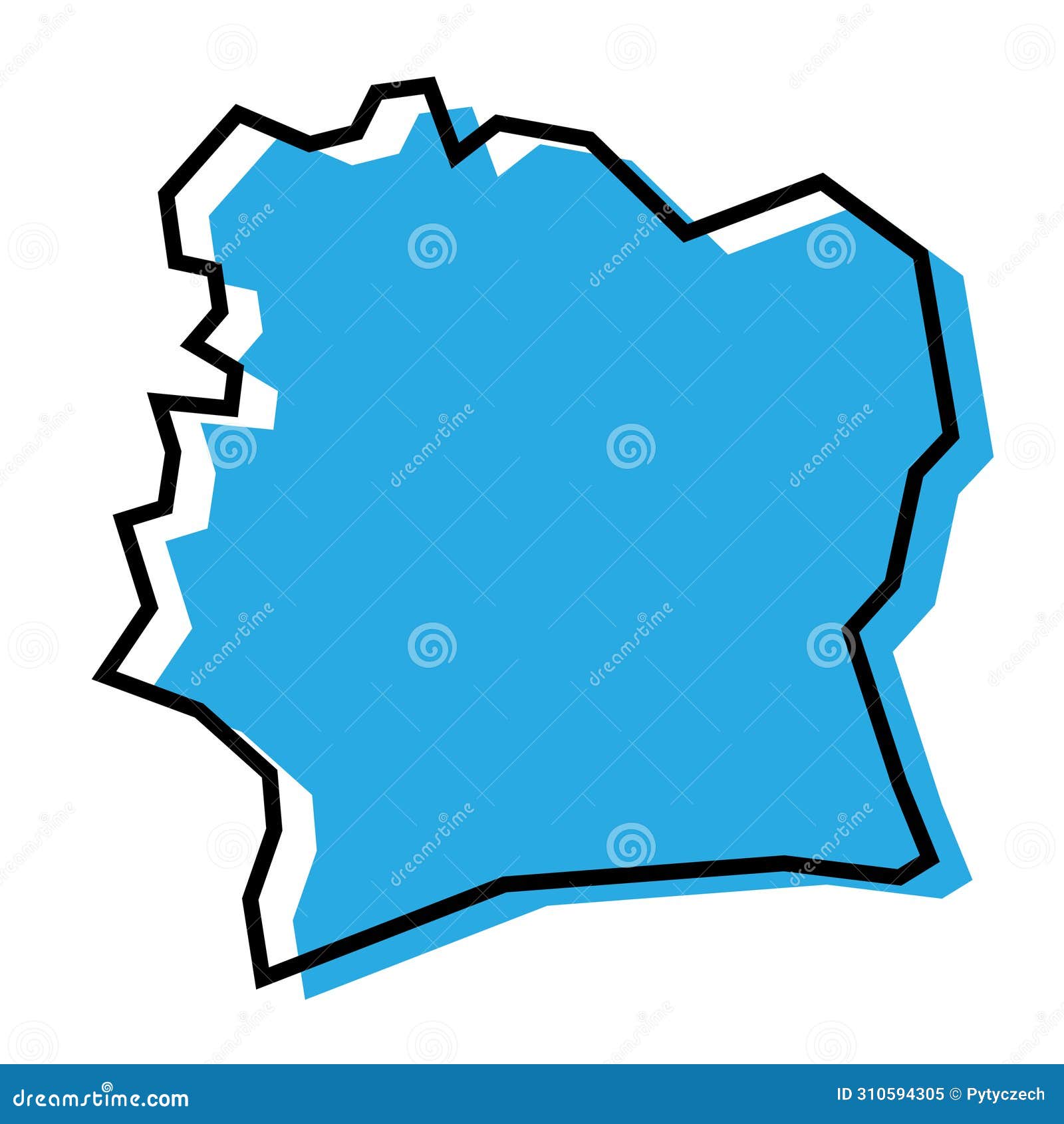 Ivory Coast Simplified Vector Map Stock Vector Illustration Of