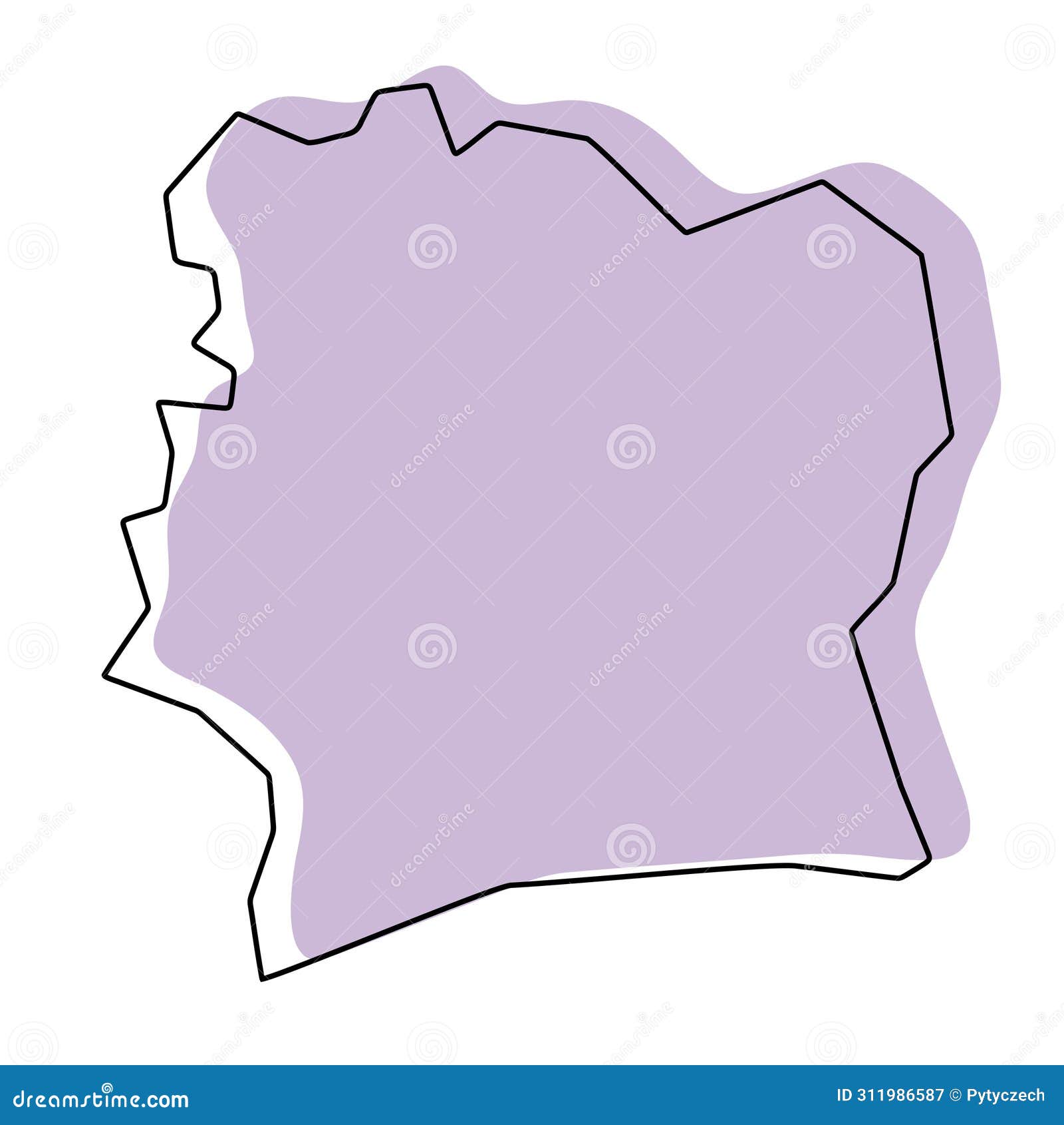 Ivory Coast Simplified Vector Map Stock Vector Illustration Of Area