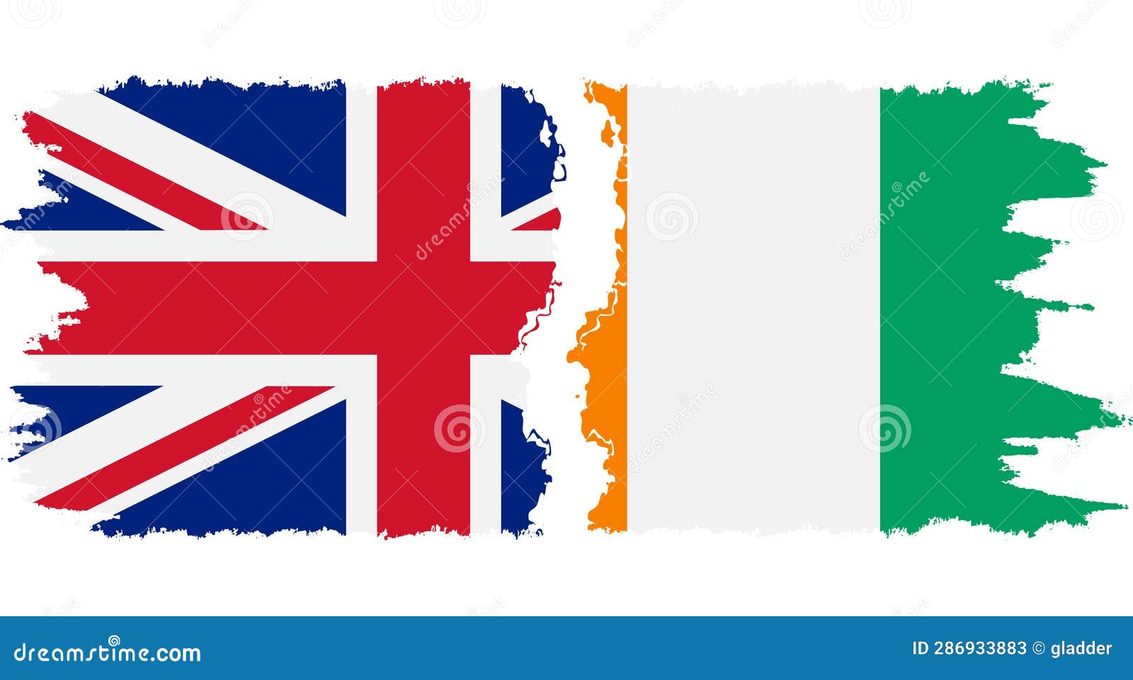 Ivory Coast and UK Grunge Flags Connection Vector Stock Illustration ...