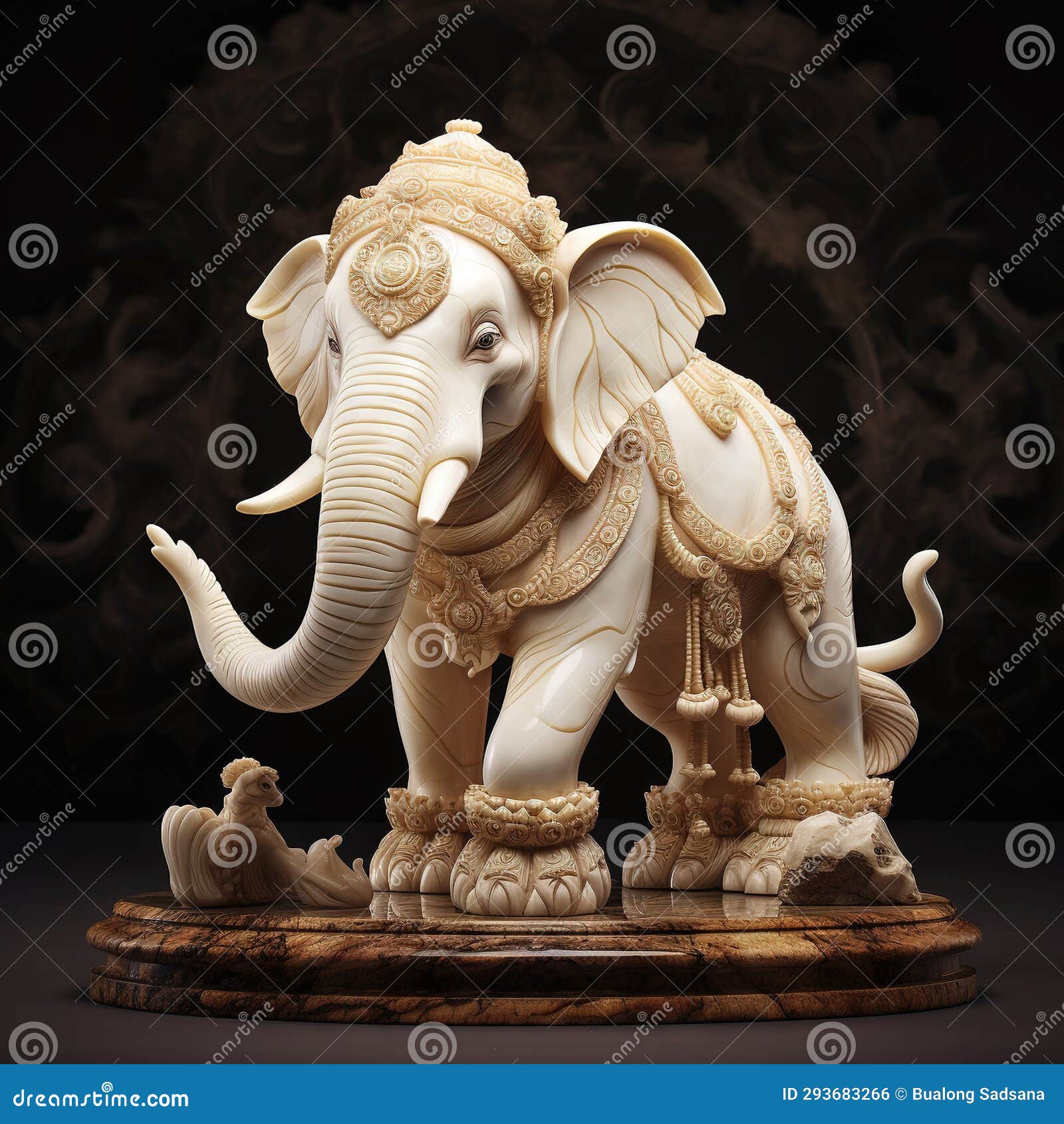 Ivory Elephant Statue stock illustration. Illustration of peace - 293683266