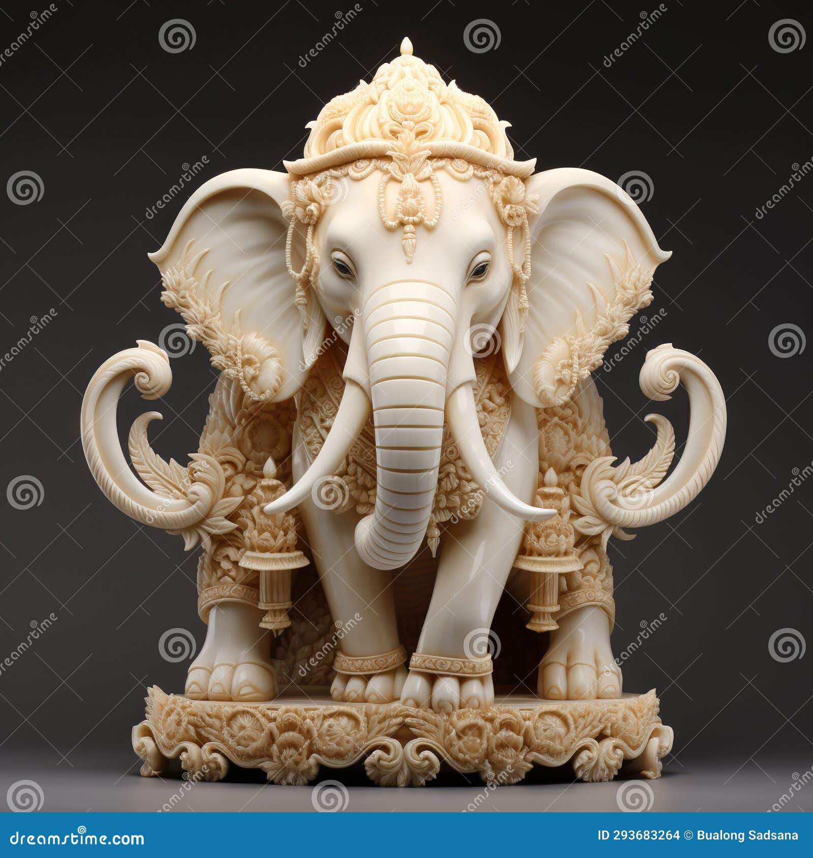 Ivory Elephant Statue stock illustration. Illustration of ivory - 293683264