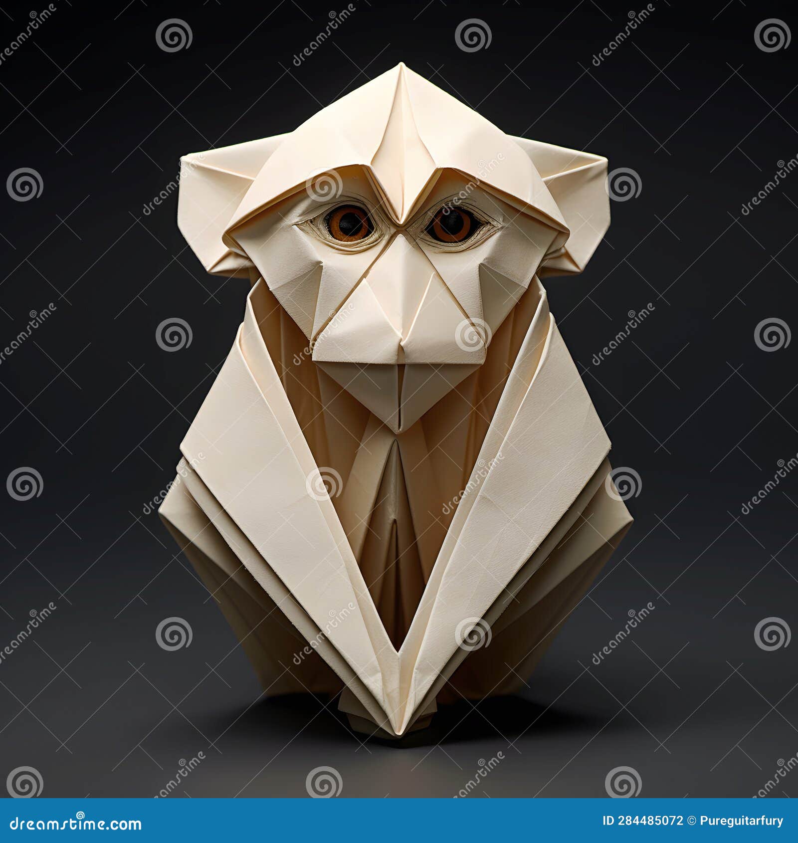 Origami Sitting Monkey stock illustration. Illustration of endangered ...
