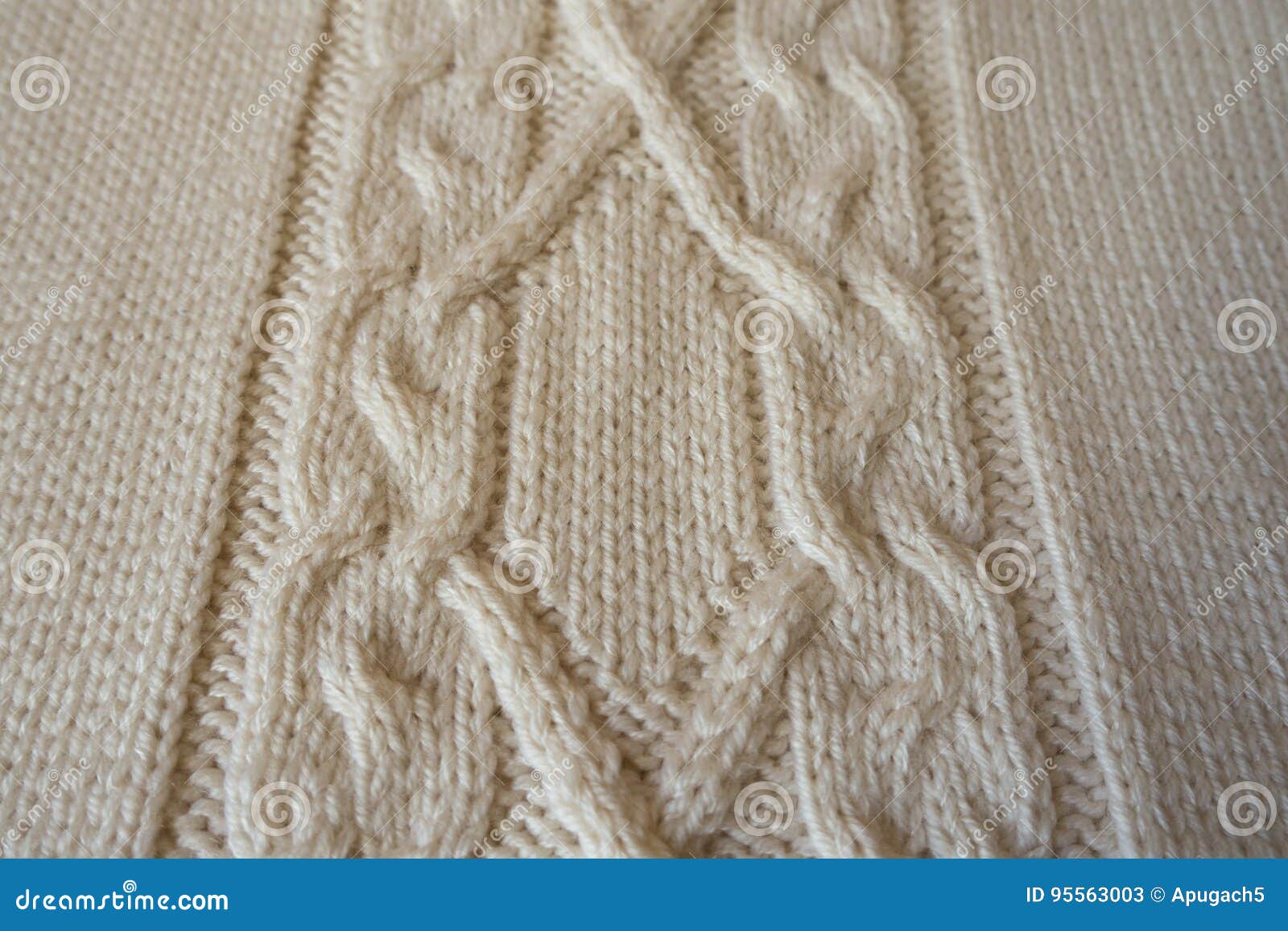 Ivory Handmade Knitted Fabric with Plait Pattern Stock Image - Image of ...