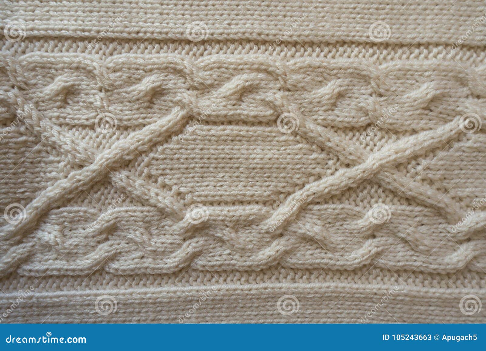 Ivory Handmade Knitwork with Horizontal Plait Pattern Stock Image ...