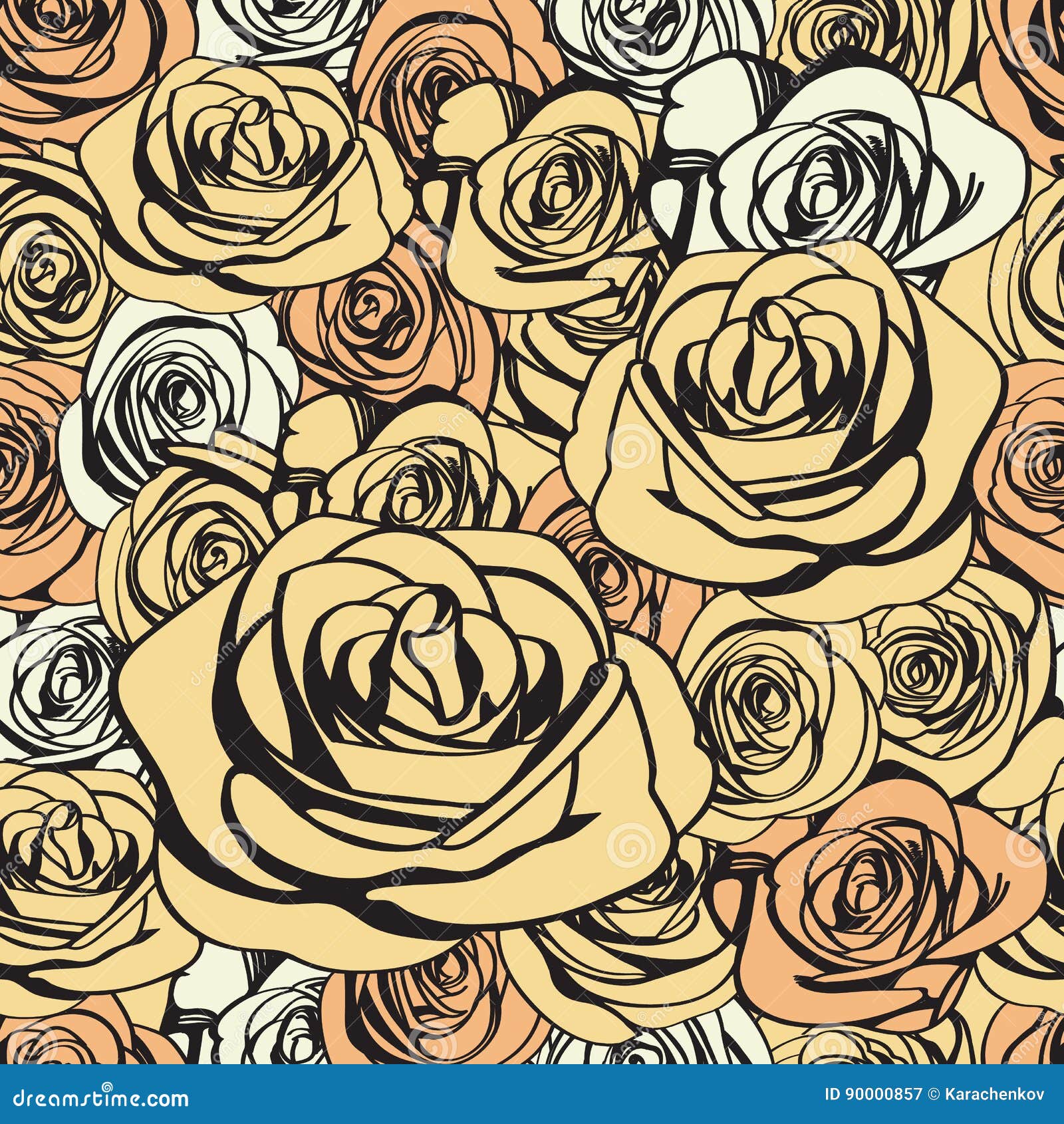 Ivory Roses Seamless Pattern. Vector Stock Vector - Illustration of ...