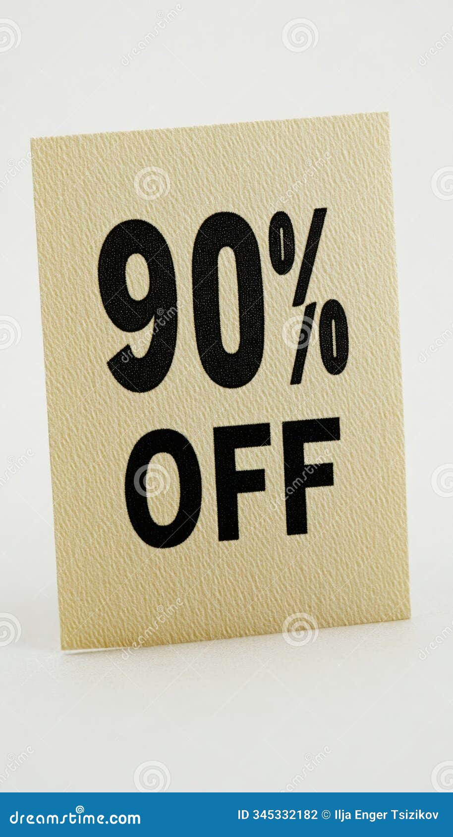 Ivory Square Sign with Bold Black Text Announcing 90 Off Discount ...