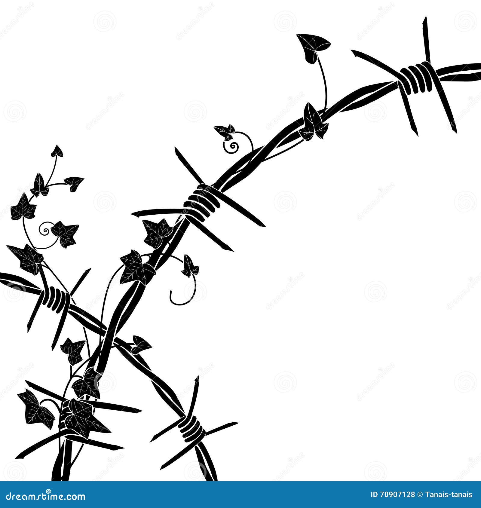 Ivy with barbed wire stock vector. Illustration of abstract - 70907128