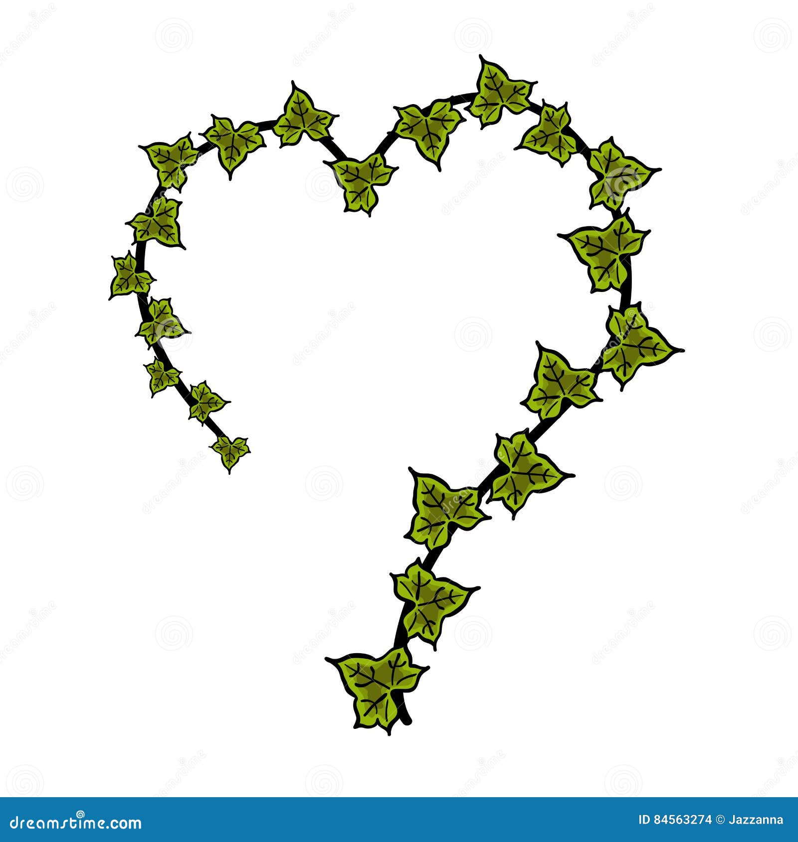 Ivy heart hand drawn stock vector. Illustration of wild - 84563274