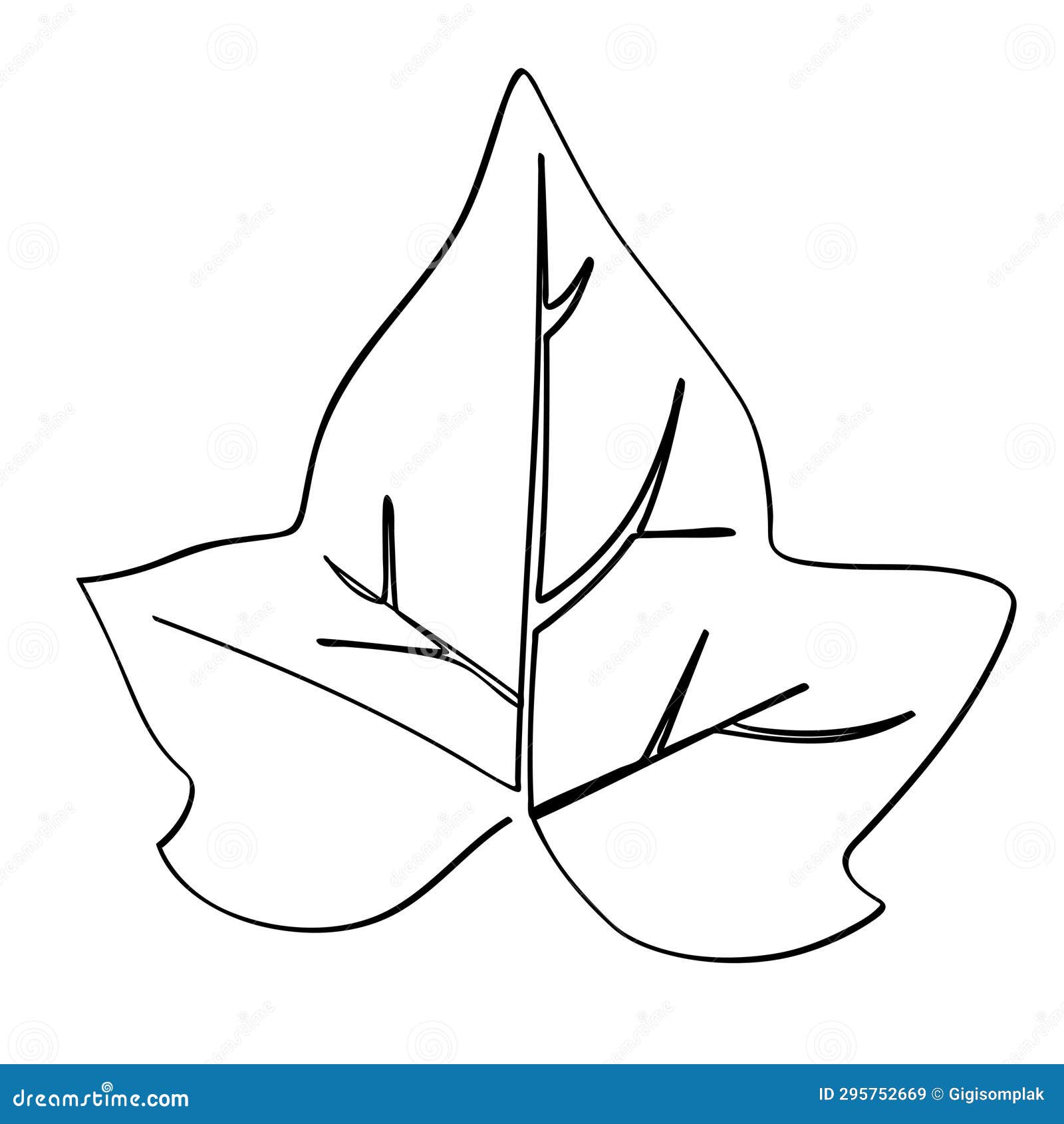 Simple Ivy Leaf in Sketch Vector Single or Continuous Line Art Stock ...