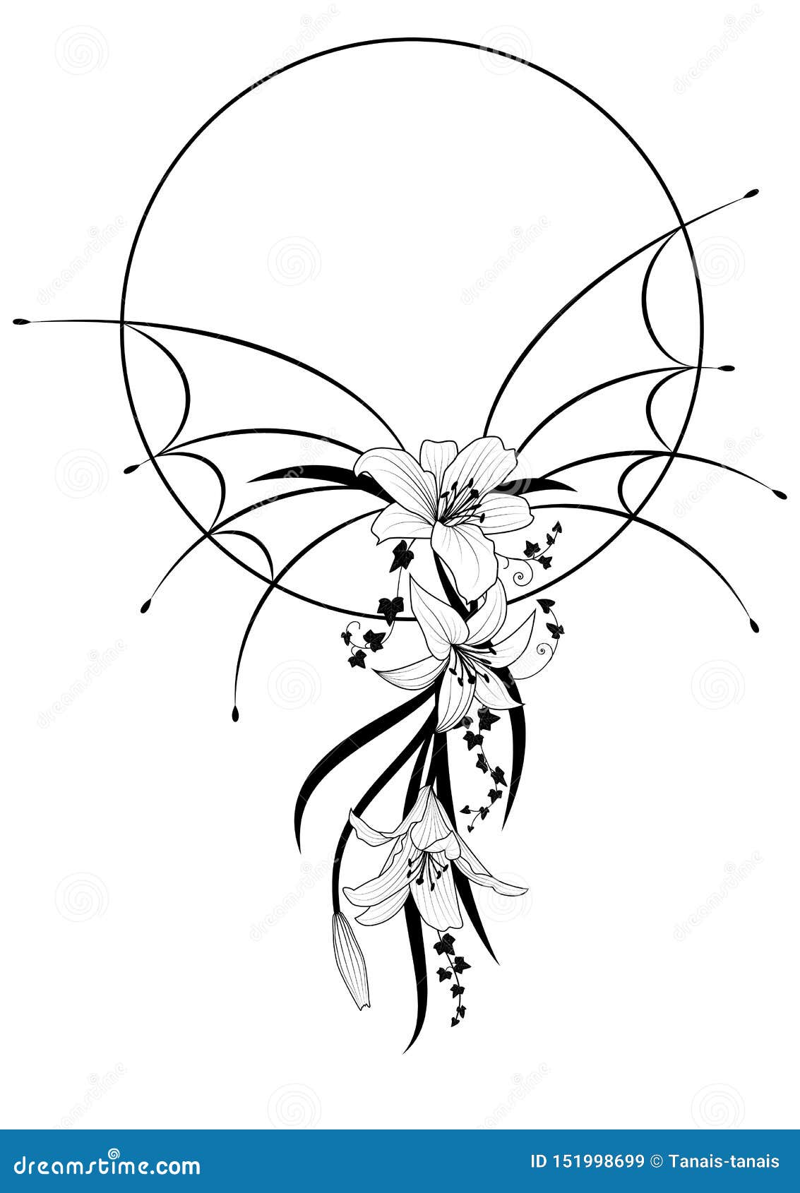 Ivy and lily frame stock vector. Illustration of decor - 151998699