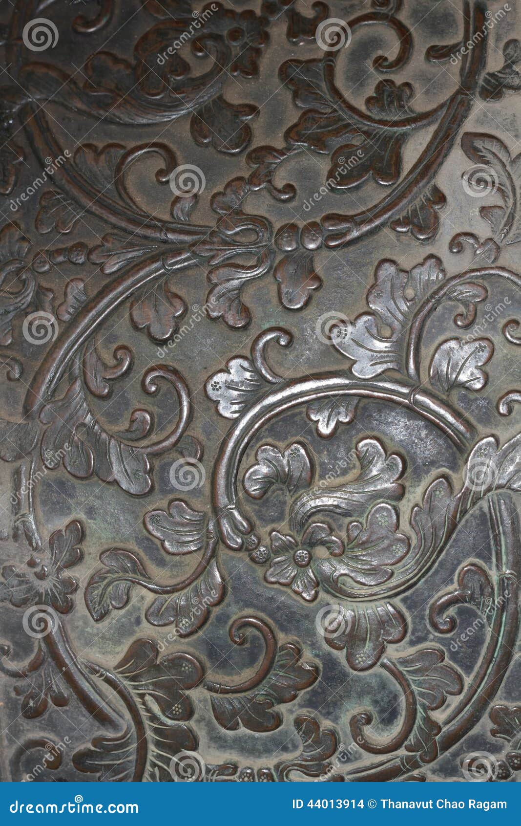 Pattern Of Carved On Golden Metal Plate Design Of Native Wall, Thai ...