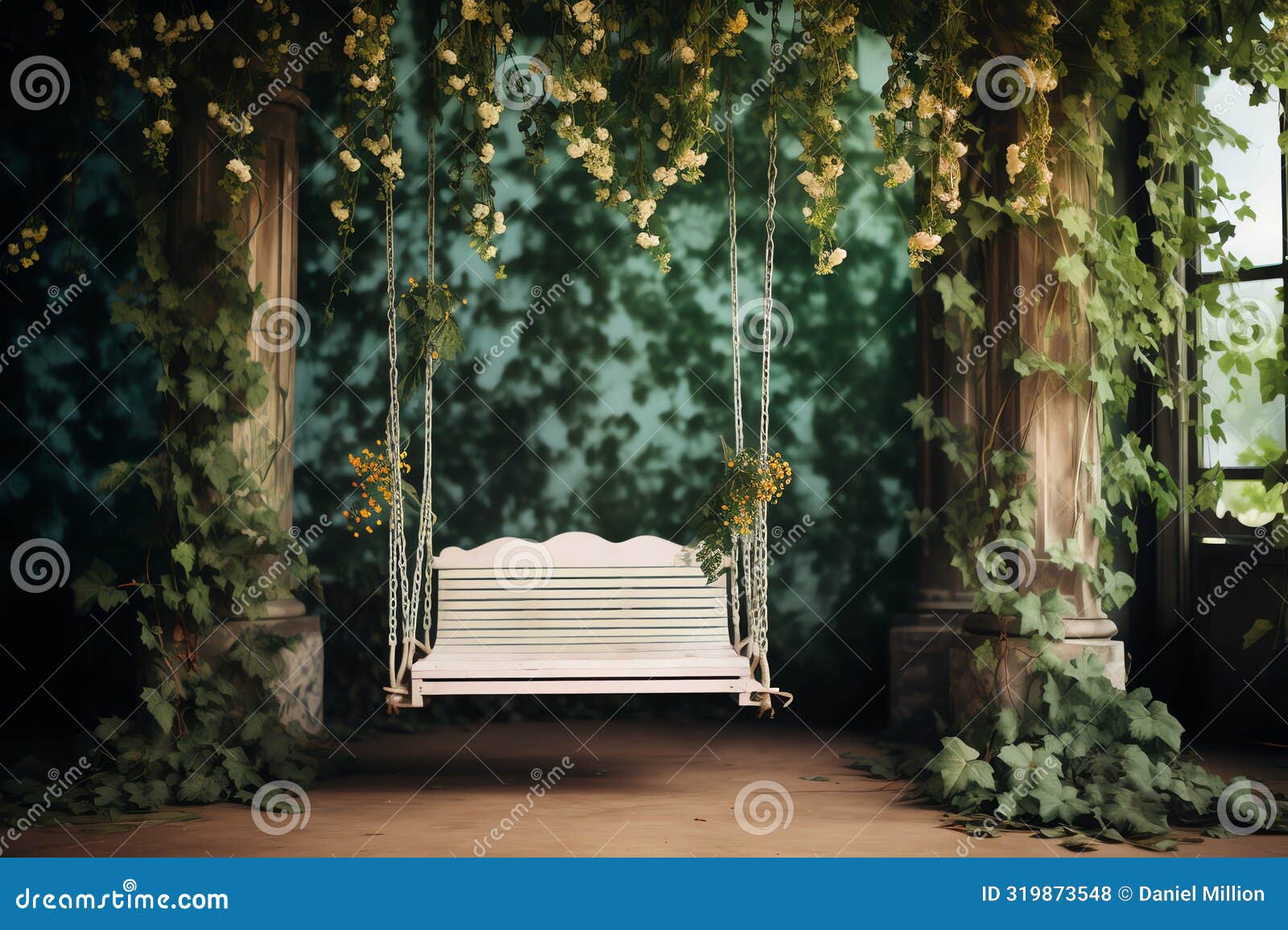 Ivy Vines Wrapping Around a Swing Set Watercolor Stock Illustration ...
