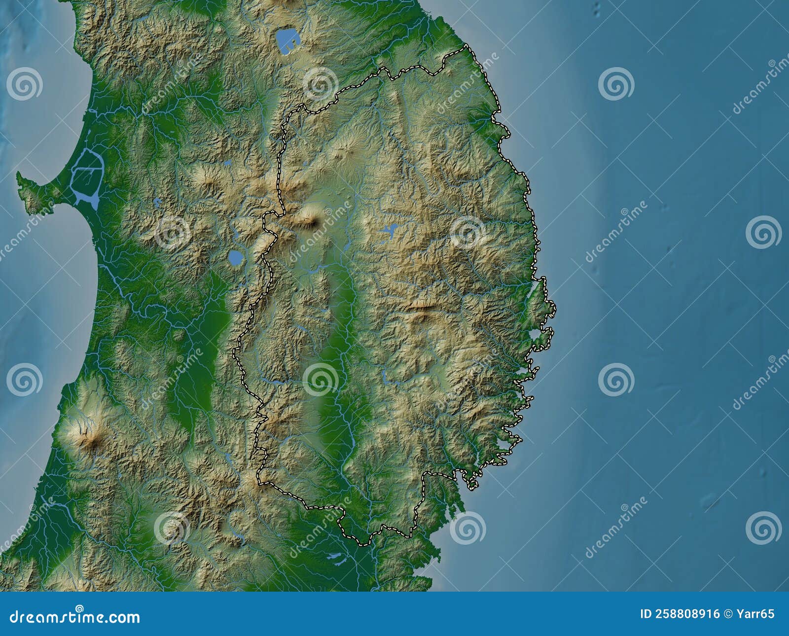 Iwate, Japan. Physical. No Legend Stock Illustration - Illustration of ...