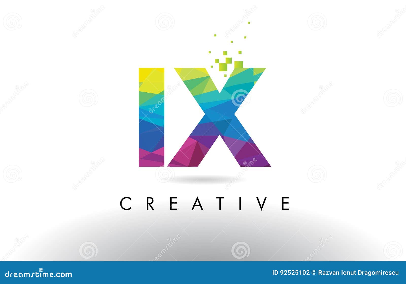 IX I X Colorful Letter Origami Triangles Design Vector. Stock Vector ...