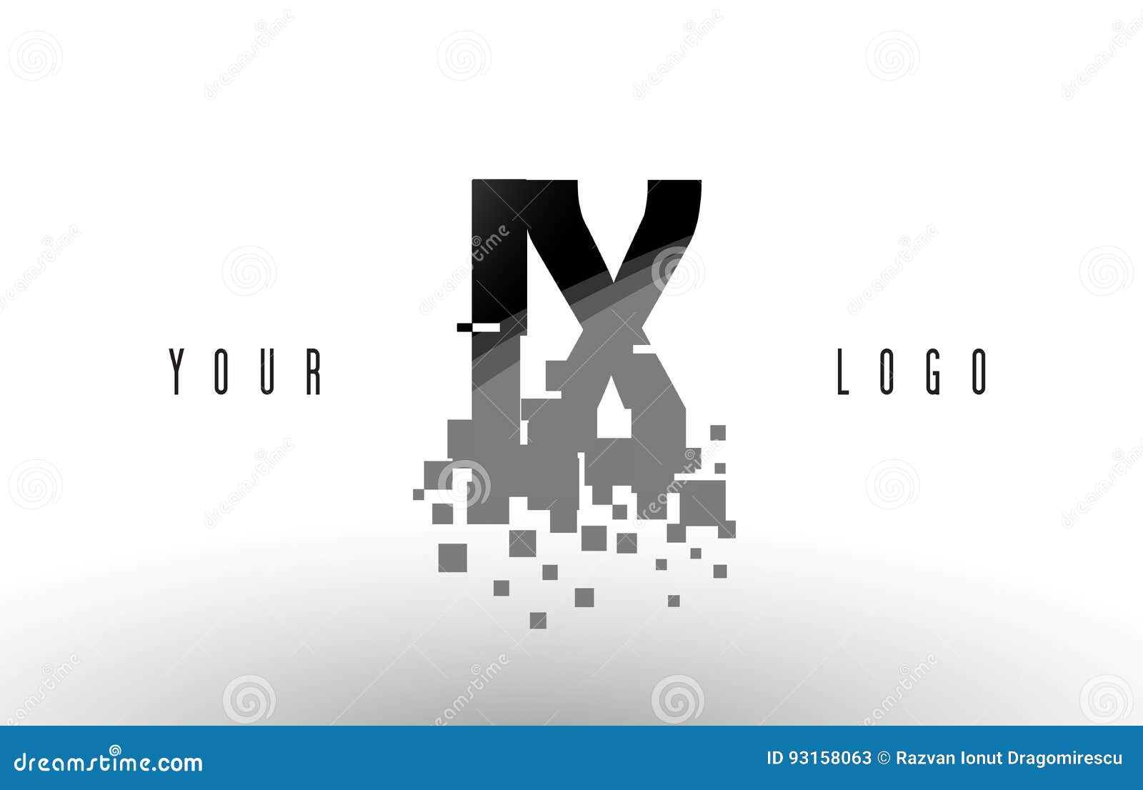 IX I X Pixel Letter Logo with Digital Shattered Black Squares Stock ...