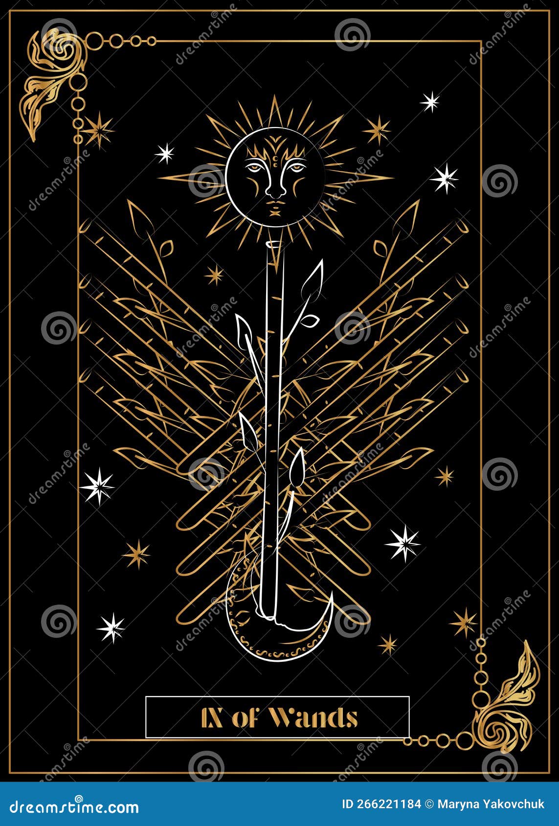 IX Of Wands Vector Illustration | CartoonDealer.com #266221184