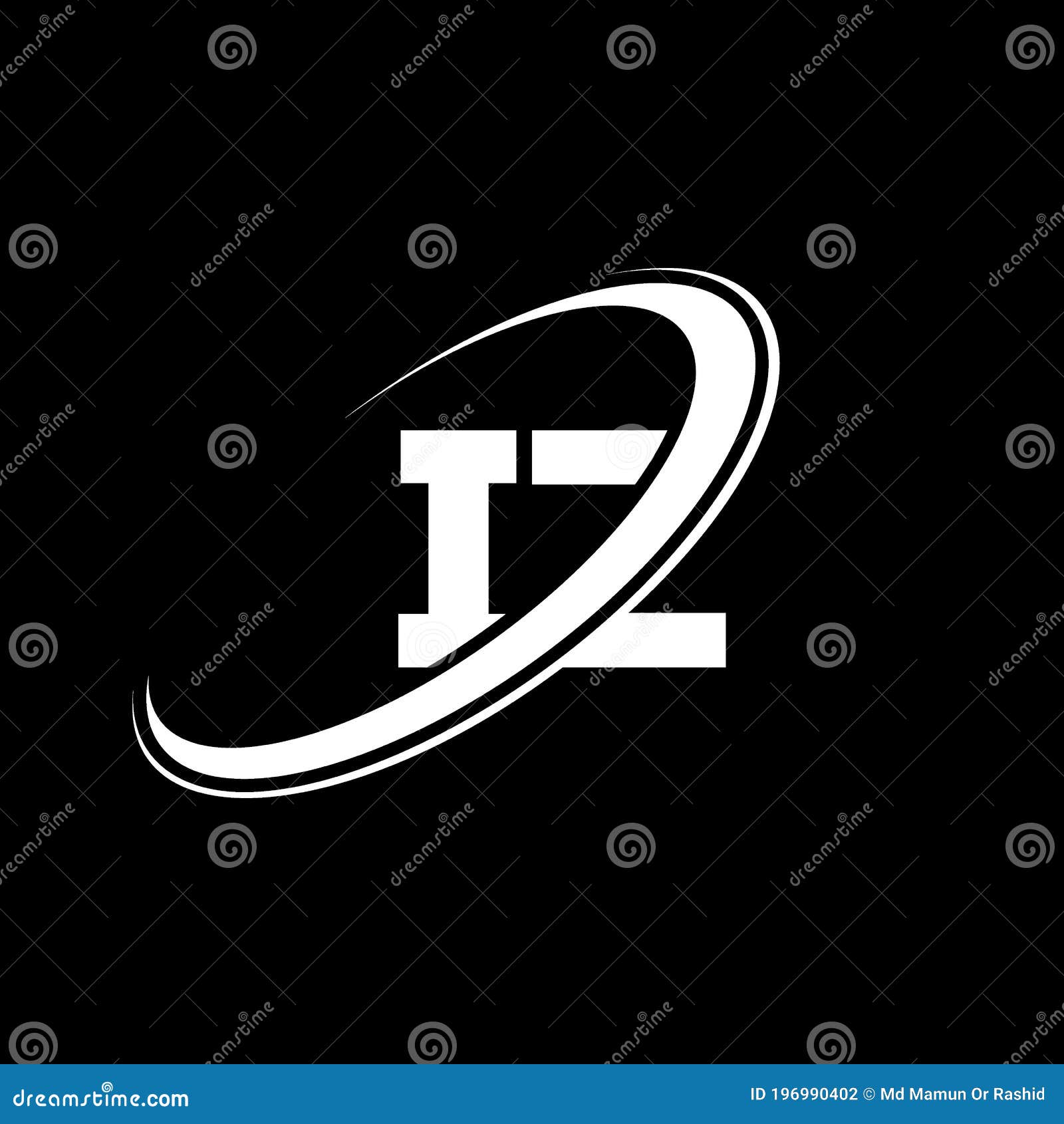 IZ I Z Letter Logo Design. Initial Letter IZ Linked Circle Uppercase ...