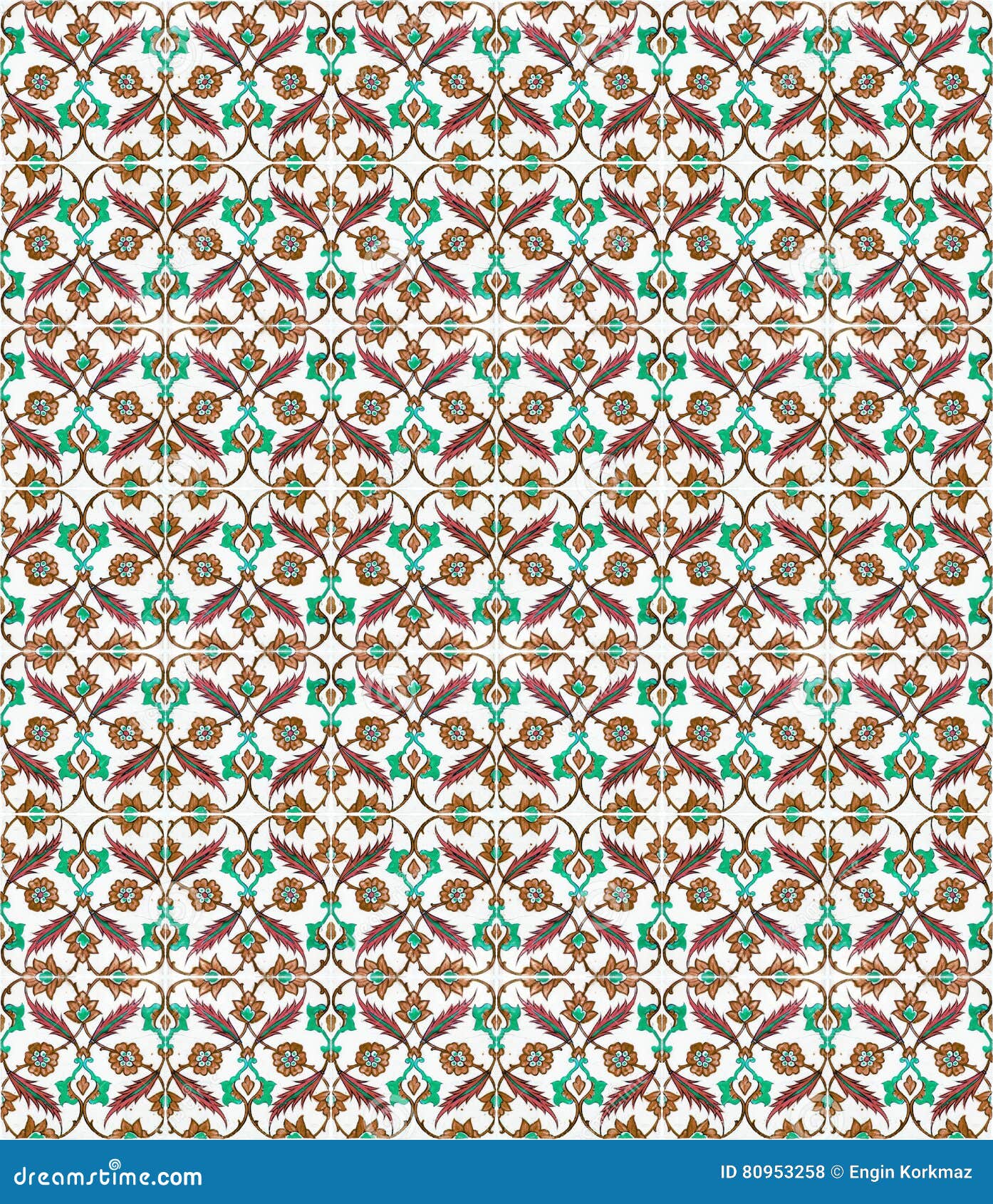 Iznik tile pattern stock photo. Image of ornamental, ceramic - 80953258