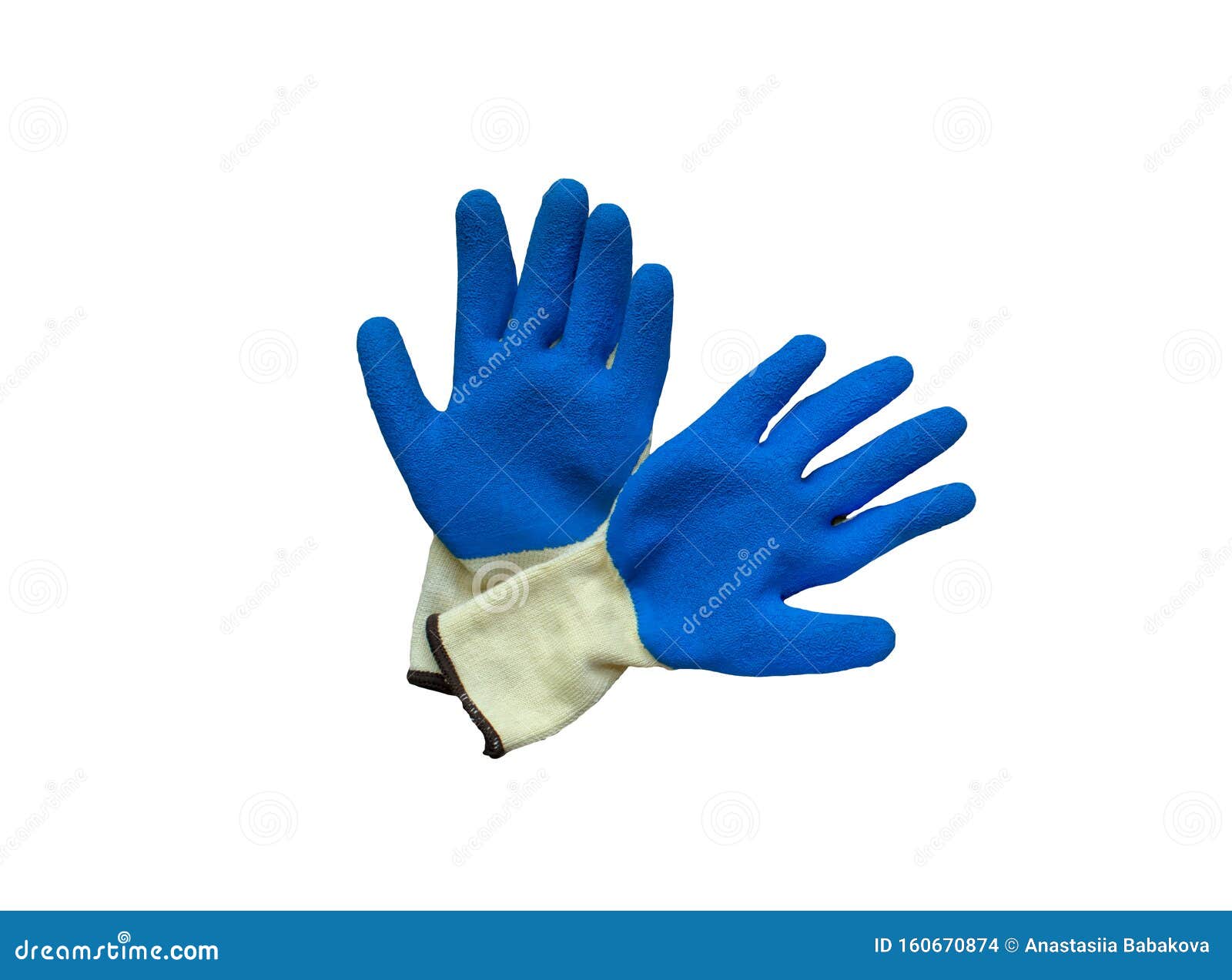 Izolated Construction Rubberized Gloves on a White Background. Blue ...