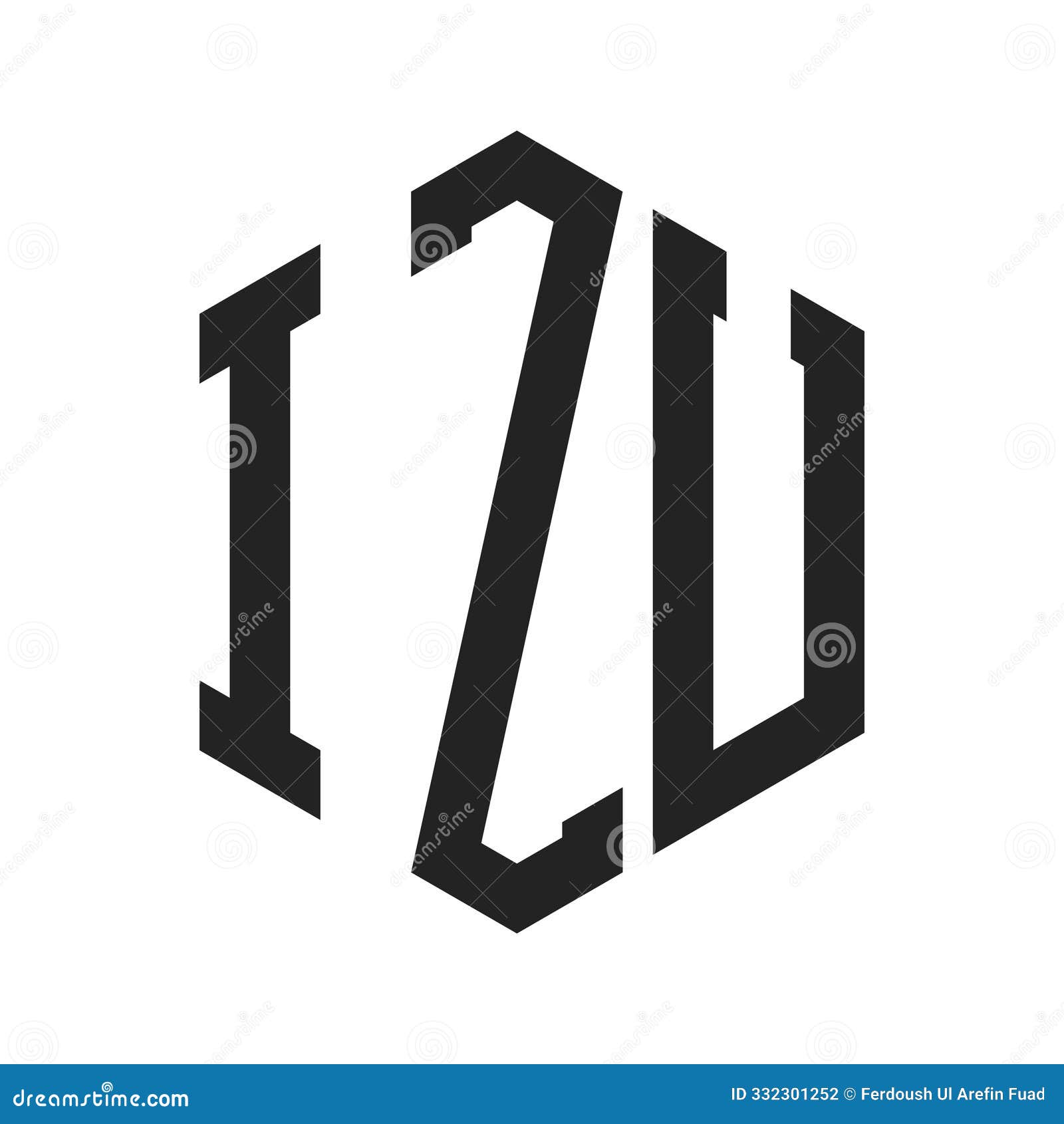 IZU Logo Design. Initial Letter IZU Monogram Logo Using Hexagon Shape ...