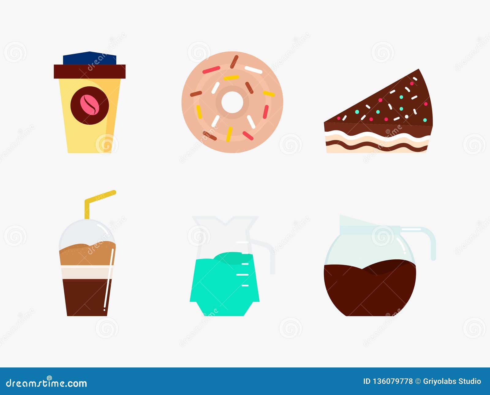 Coffee and Snack Icon Bundle Stock Vector - Illustration of design ...