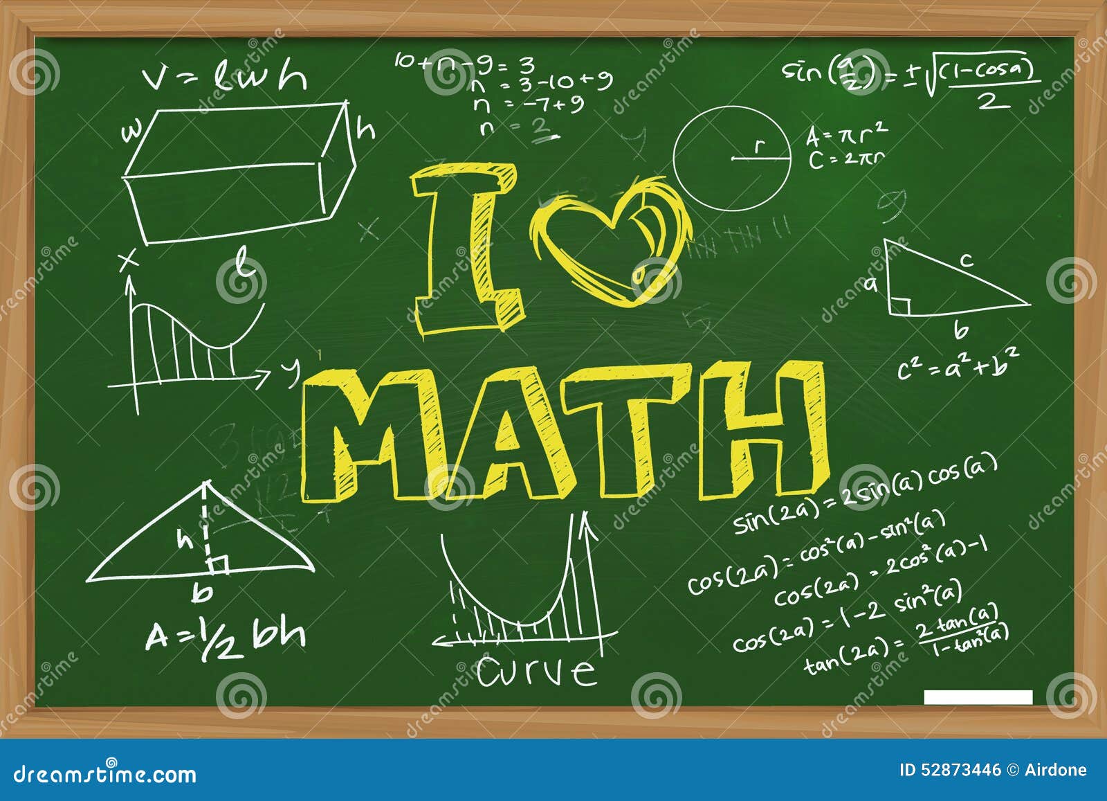 J'aime des maths photo stock. Image du université, papiers - 52873446