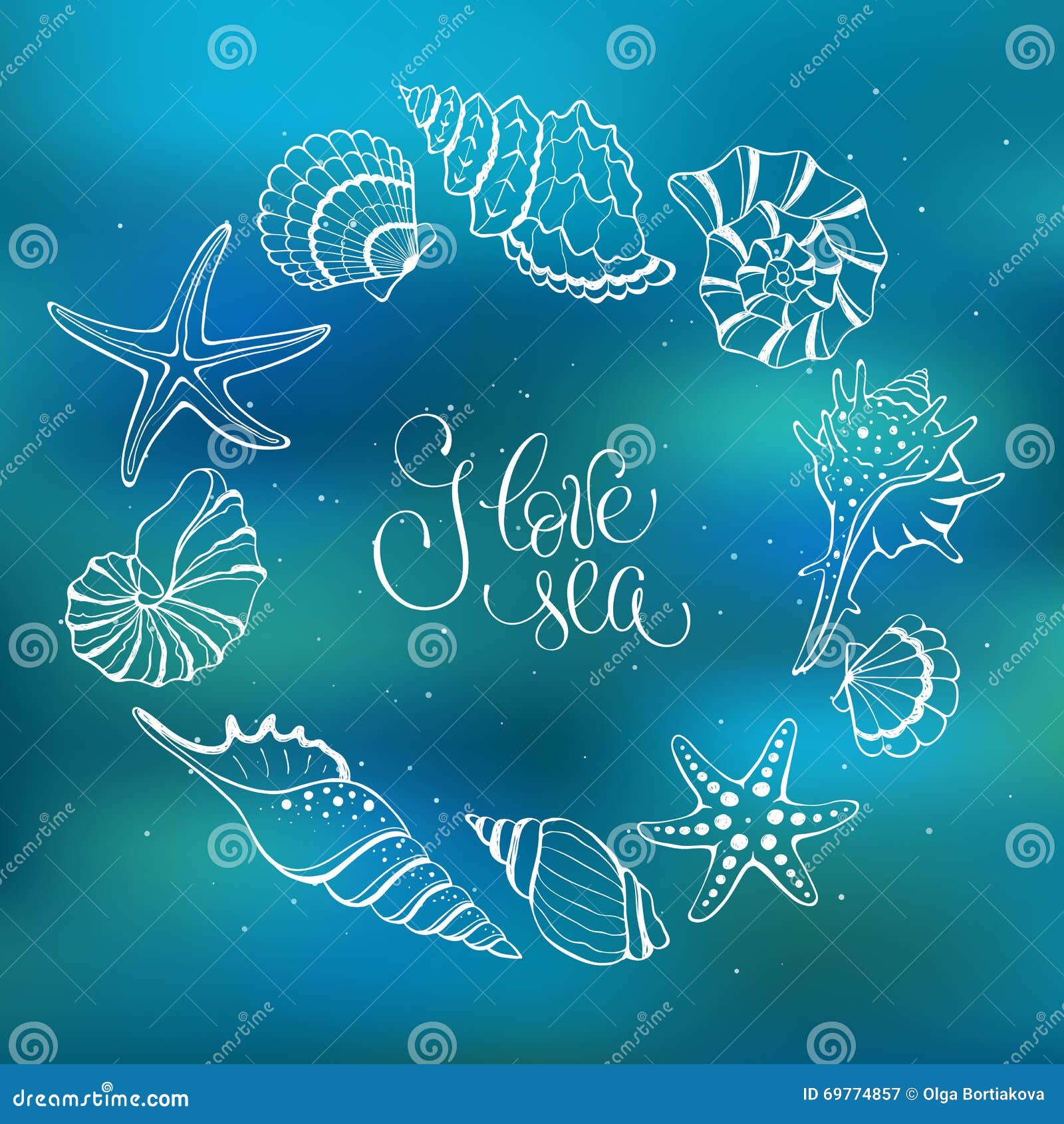 J'aime l'affiche de mer illustration de vecteur. Illustration du bleu ...