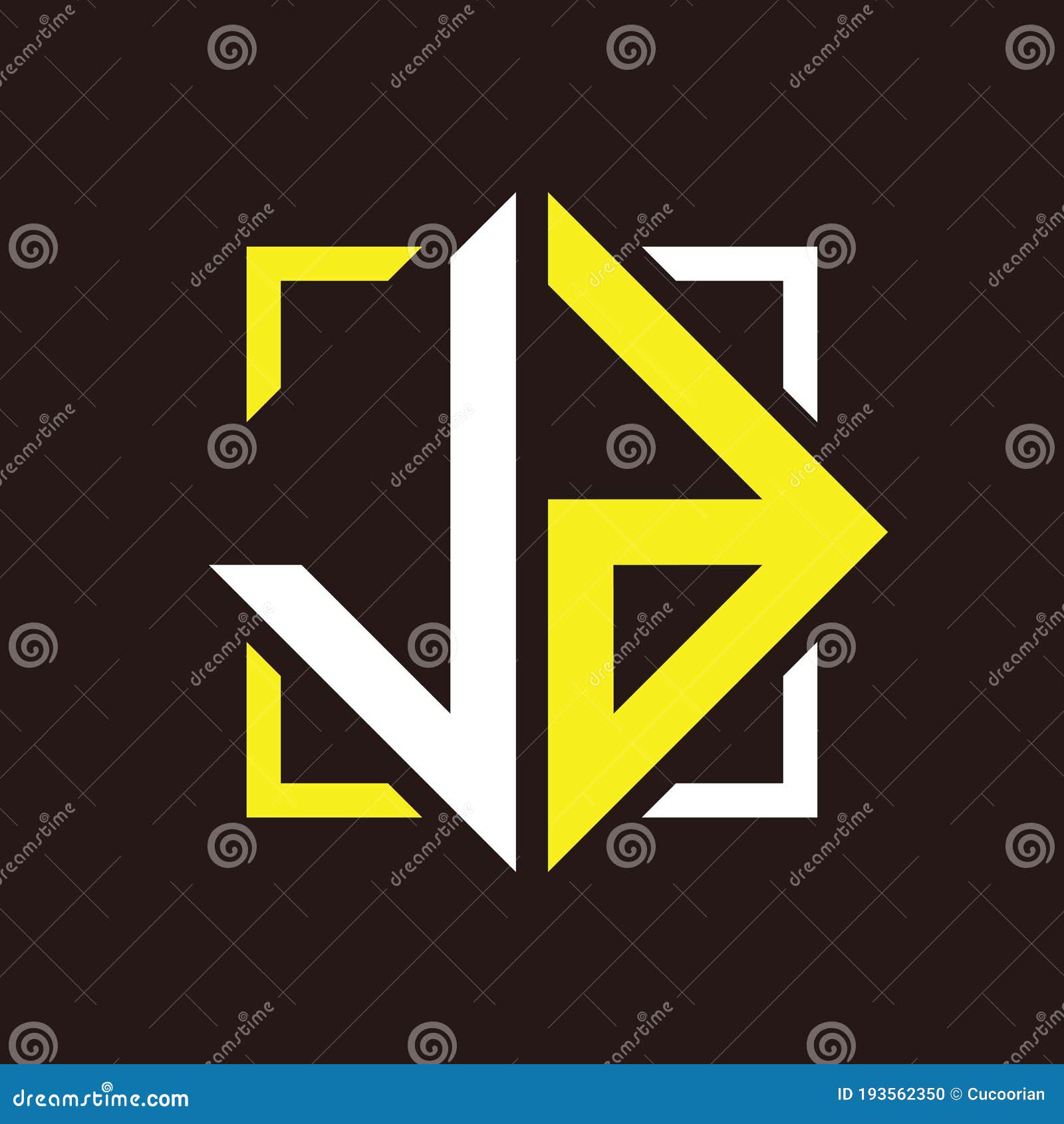 J D Initials Quadrangle Monogram with Square Stock Vector ...
