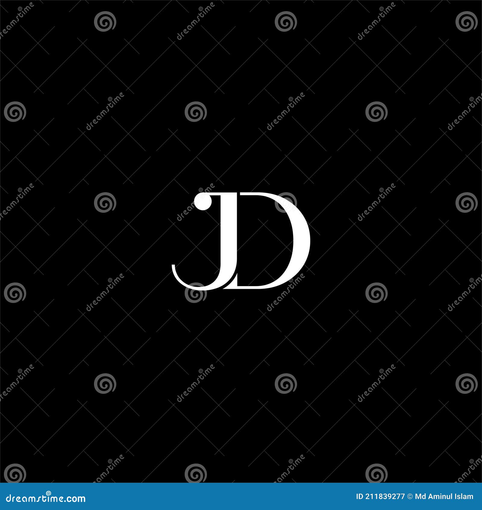 J D Letter Logo Abstract Design on Black Color Background. Stock ...
