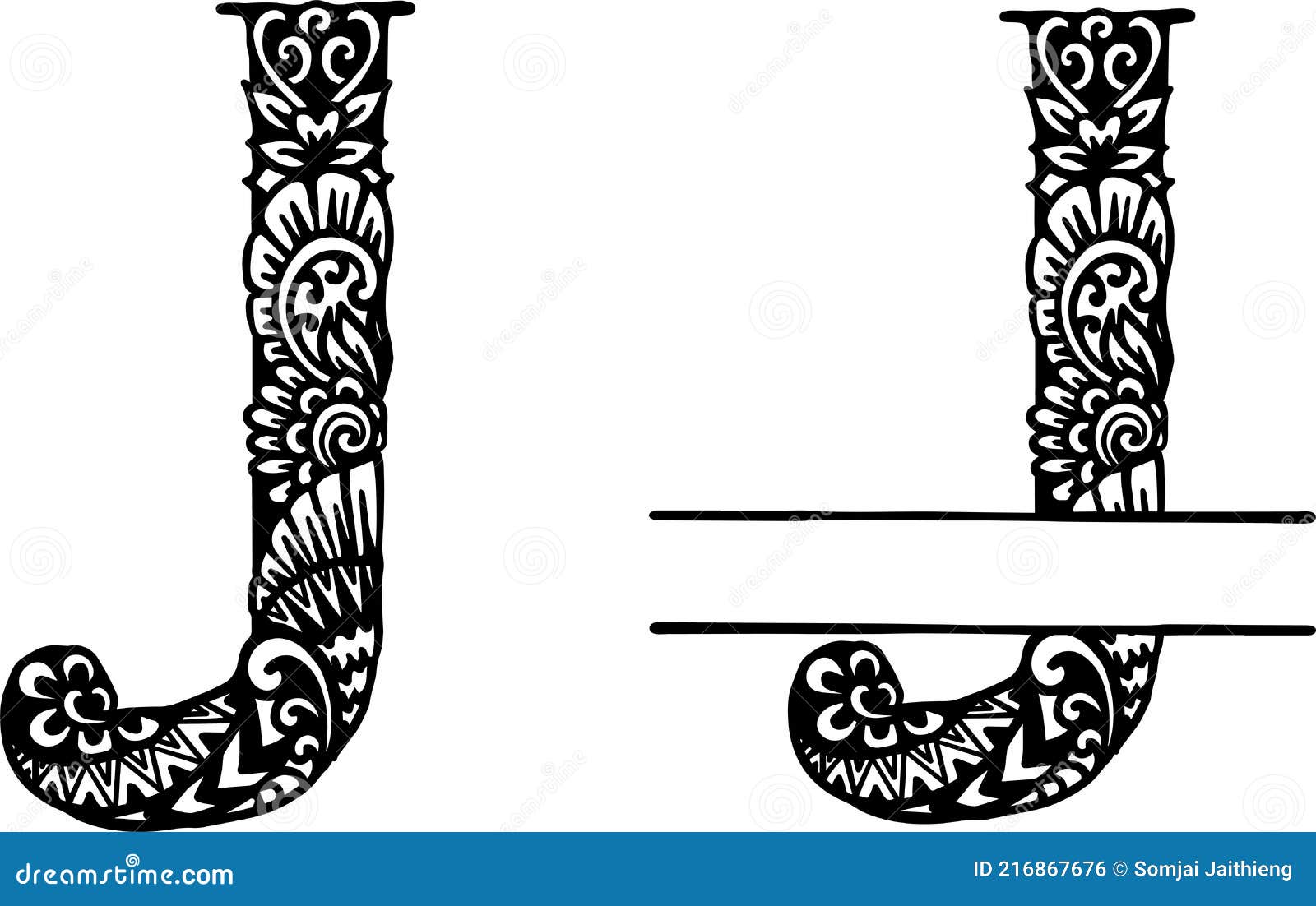 Hand Drawn Letter J for Design Element. Vector Illustration Stock ...