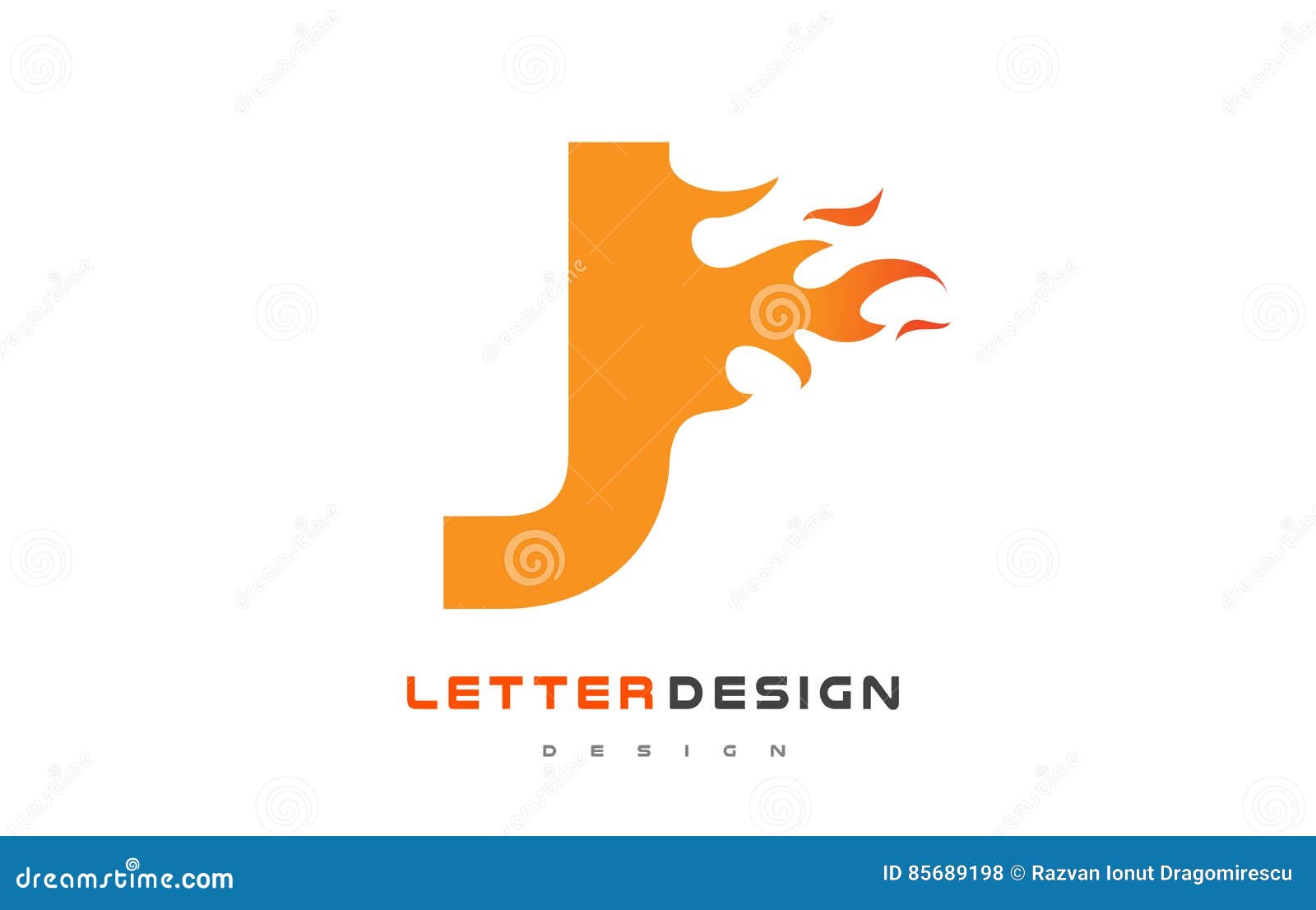 J Letter Flame Logo Design. Fire Logo Lettering Concept. Stock Vector ...