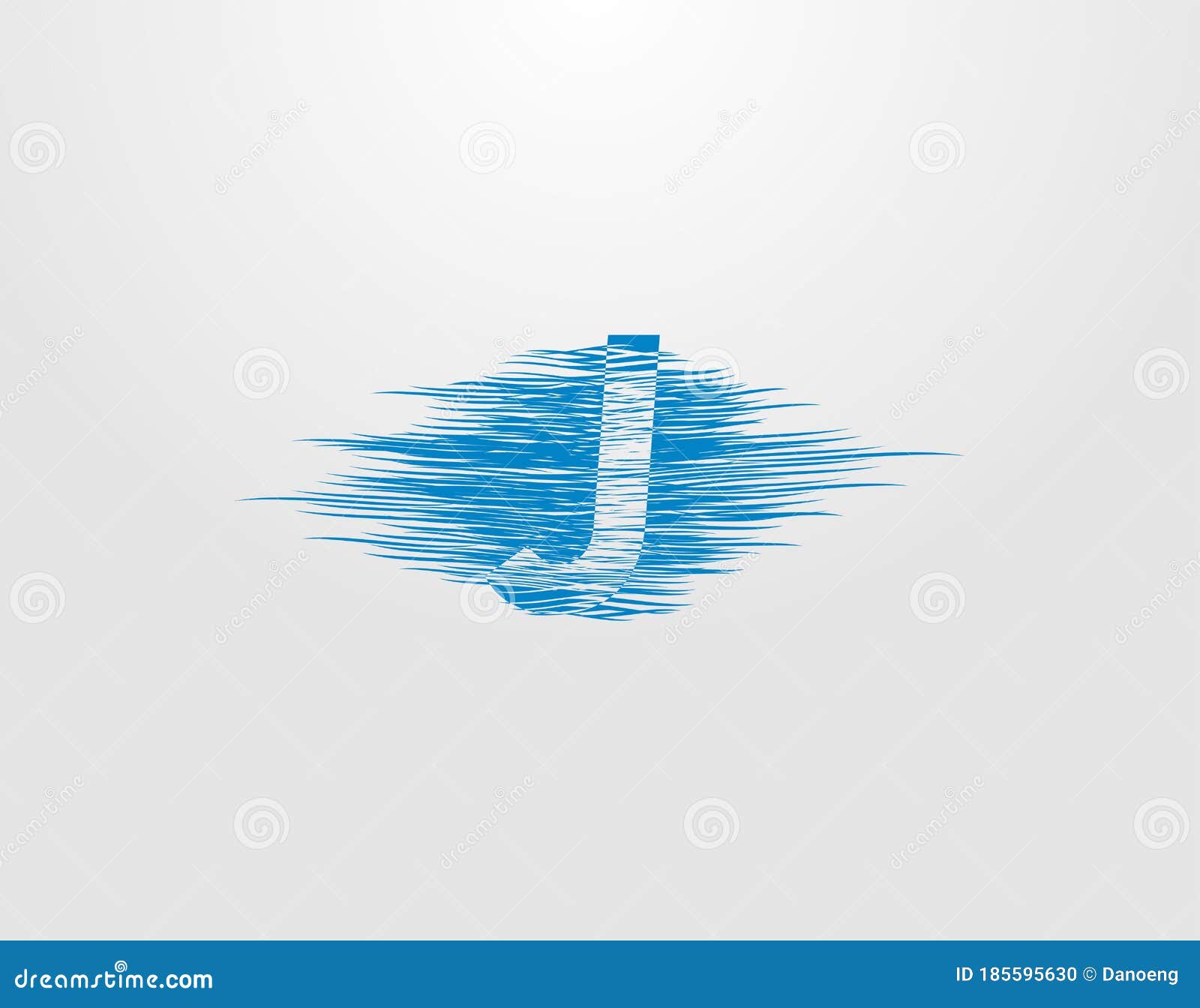 J Letter Logo. Abstract Initial J Blue Wave Design Created from Ocean ...